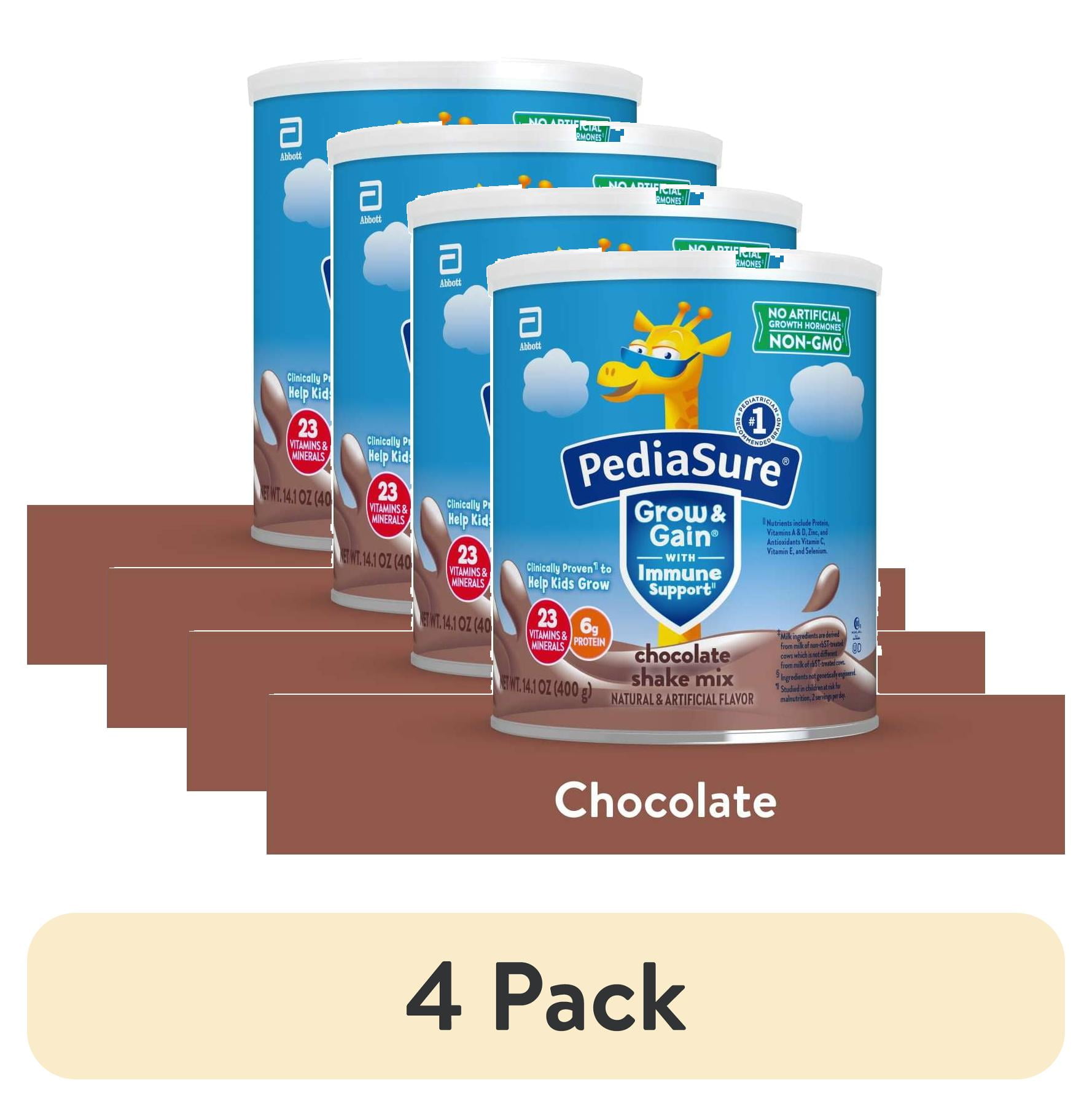 (4 pack) PediaSure Grow & Gain Shake Mix Powder, Chocolate, 14.1 oz Can ...