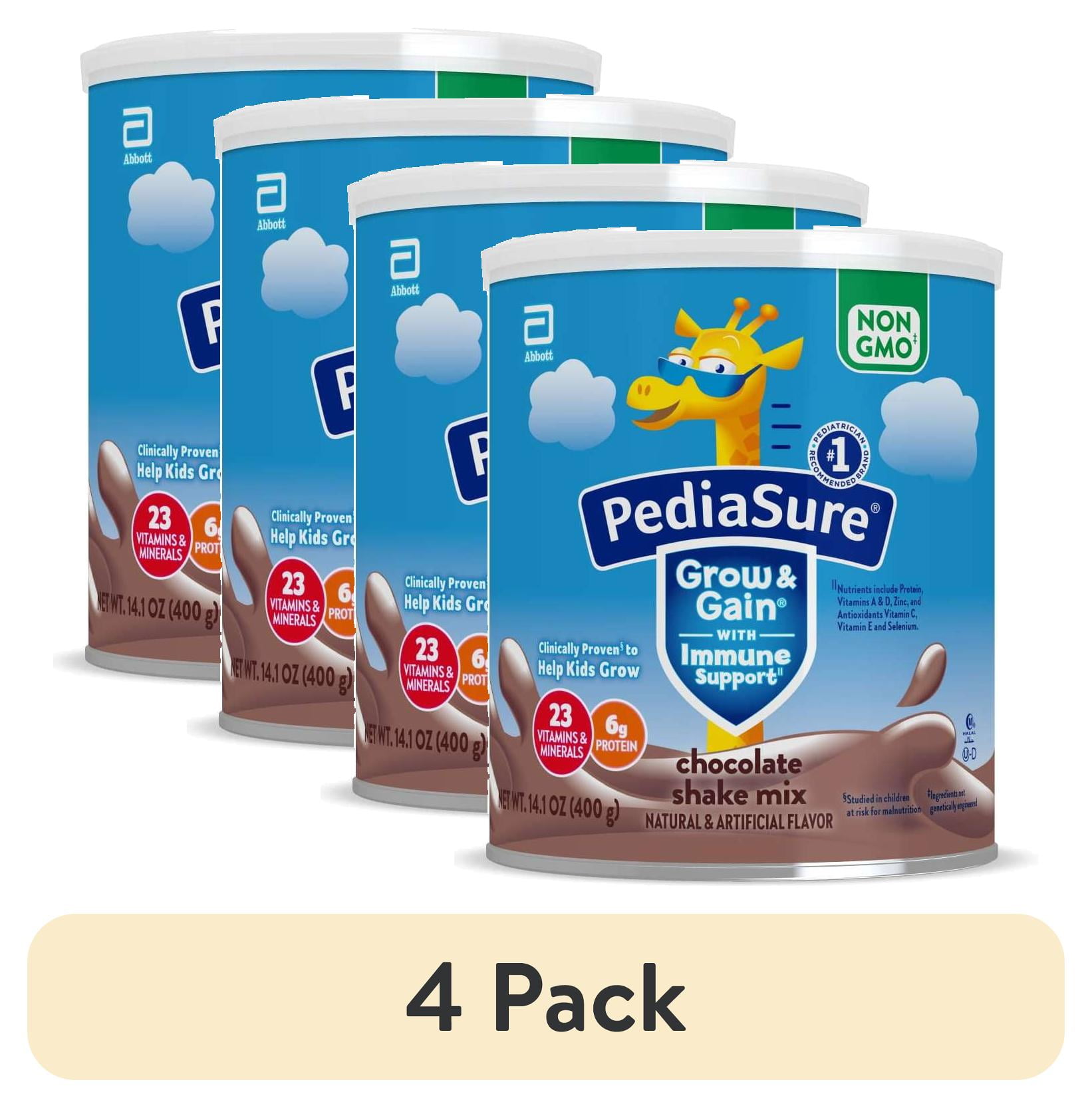(4 pack) PediaSure Grow & Gain Shake Mix Powder, Chocolate, 14.1 oz Can ...