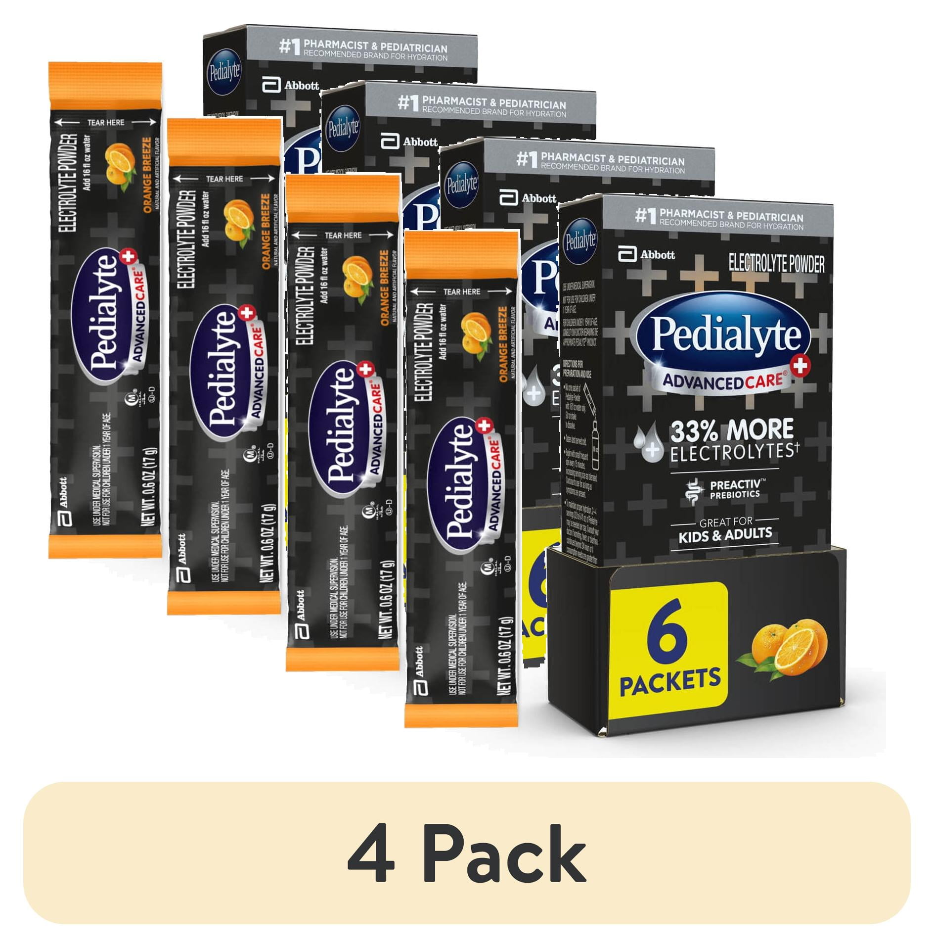 (4 pack) Pedialyte AdvancedCare Plus Electrolyte Powder Packets, Orange ...