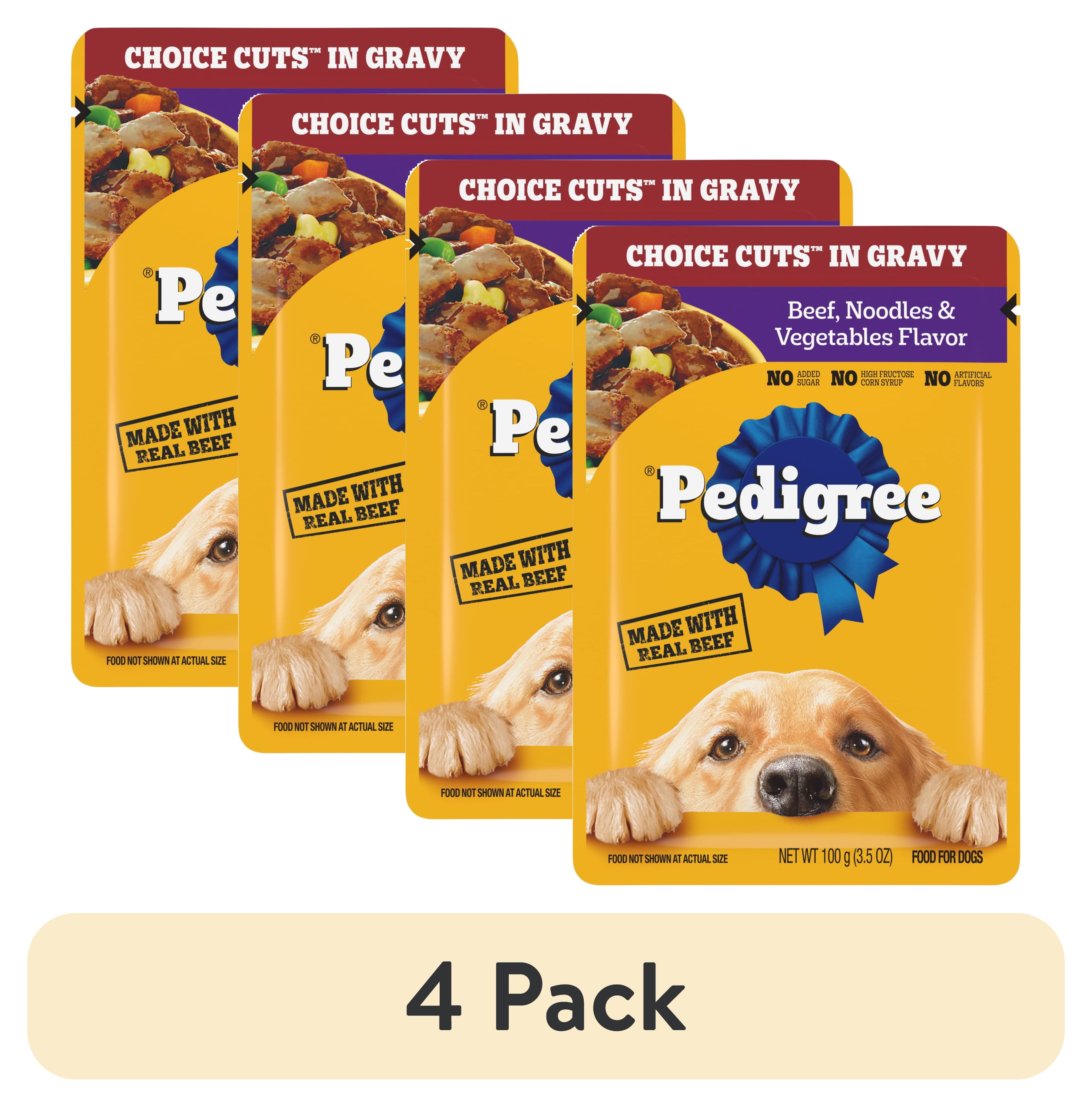 (4 pack) Pedigree Choice Cuts In Gravy Dog Food, Beef, Noodles ...