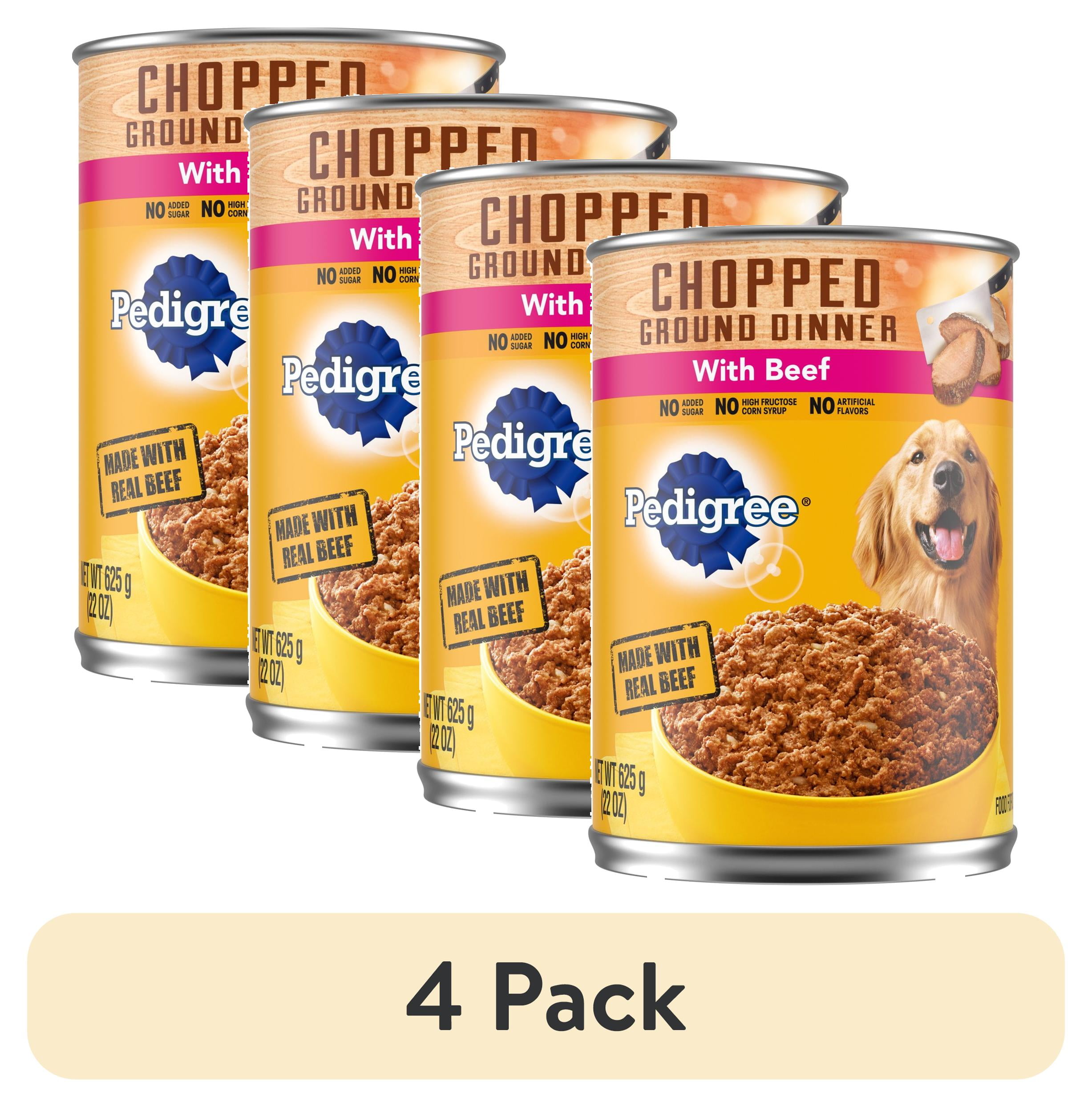 (4 pack) Pedigree Chopped Ground Dinner With Beef Adult Soft Wet Dog ...