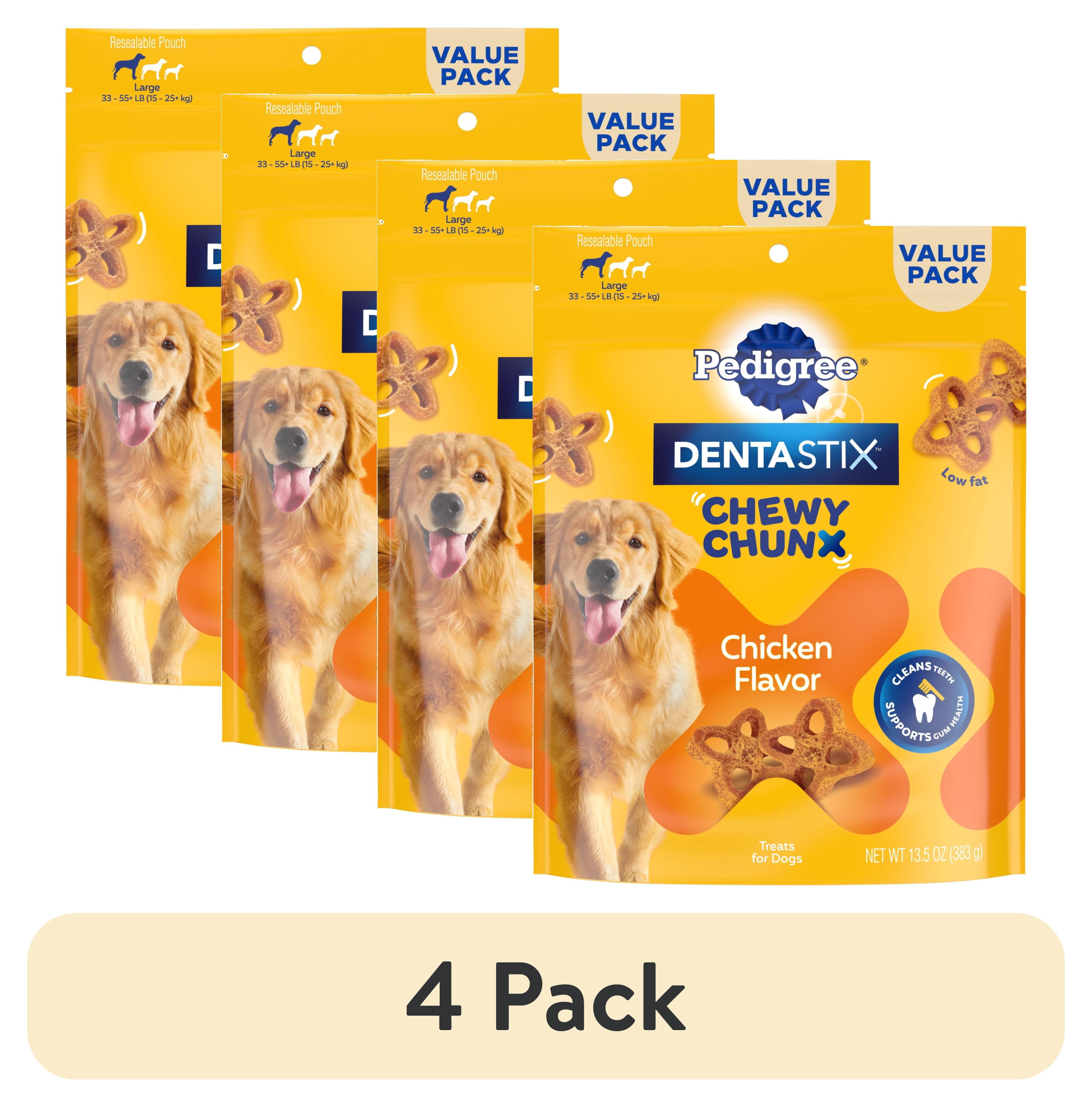 (4 pack) Pedigree Dentastix Chewy Chunx Large Dog Dental Treats Chicken ...