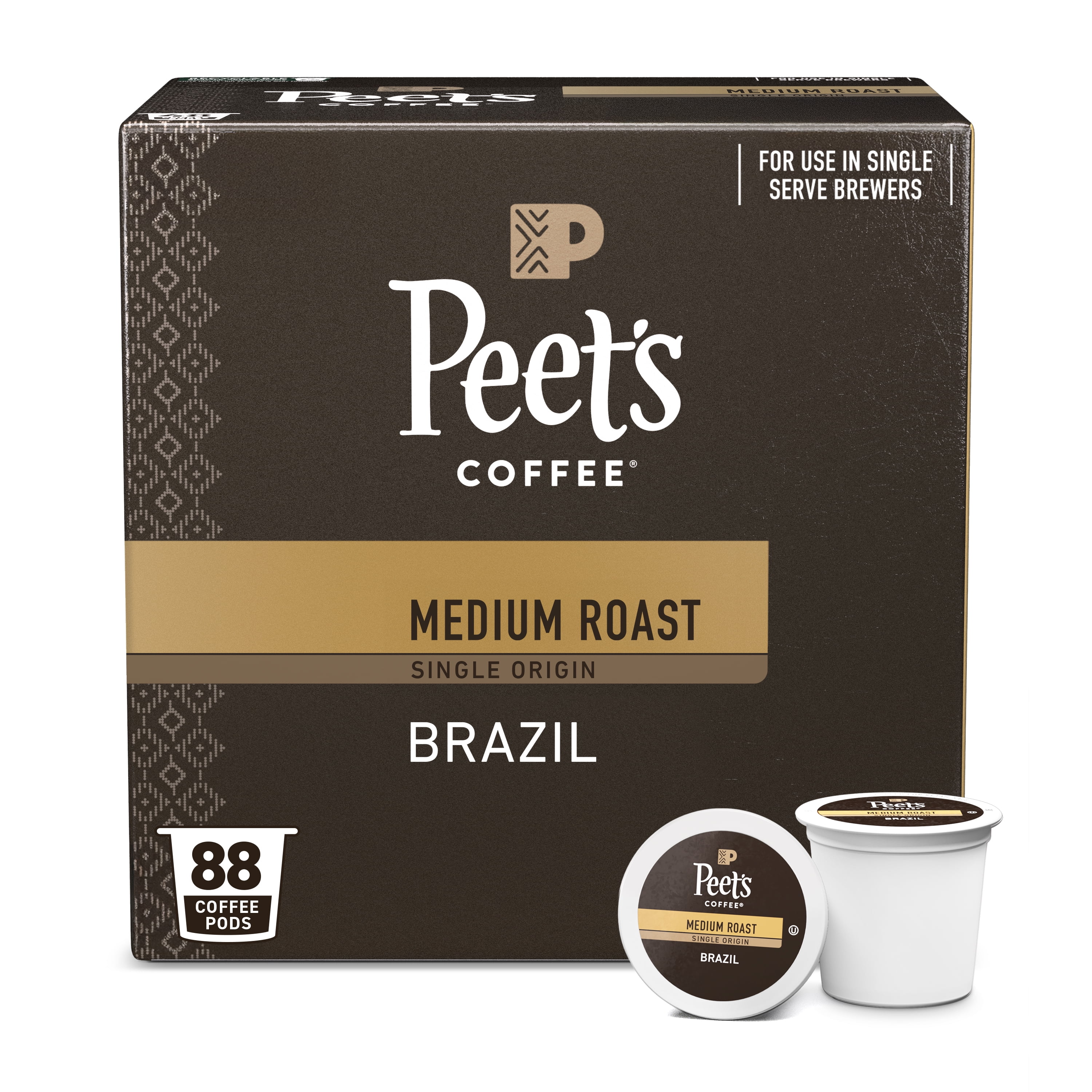 (4 pack) Peet's Coffee Cafe Domingo Blend Premium Medium Roast Single Serve Coffee Pods, 22 ...