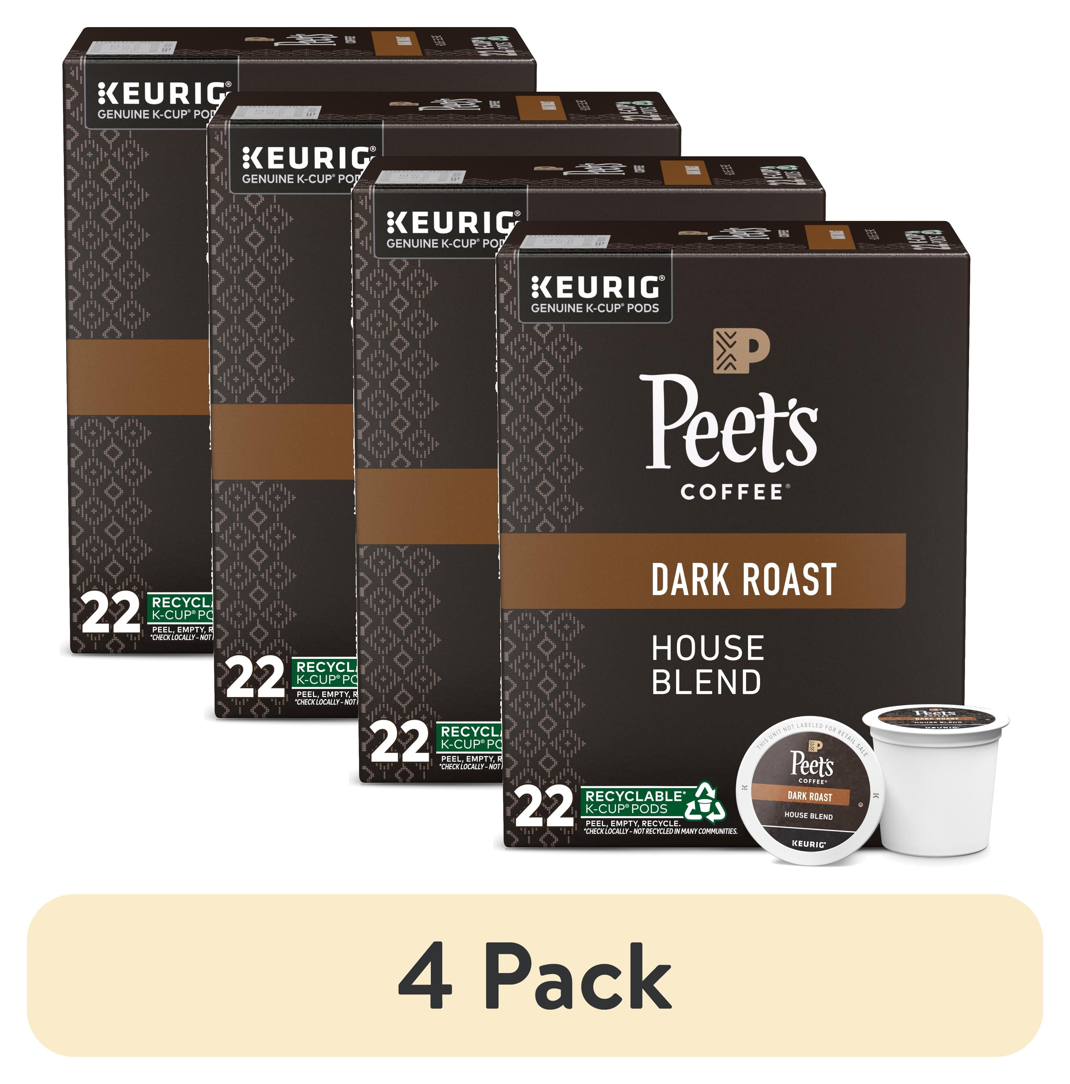 (4 pack) Peet's Coffee House Blend Premium Dark Roast Keurig K-Cup ...