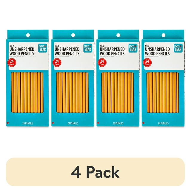 (4 pack) Pen+Gear #2 HB Unsharpened Wood Pencils, Yellow, 24 Count ...
