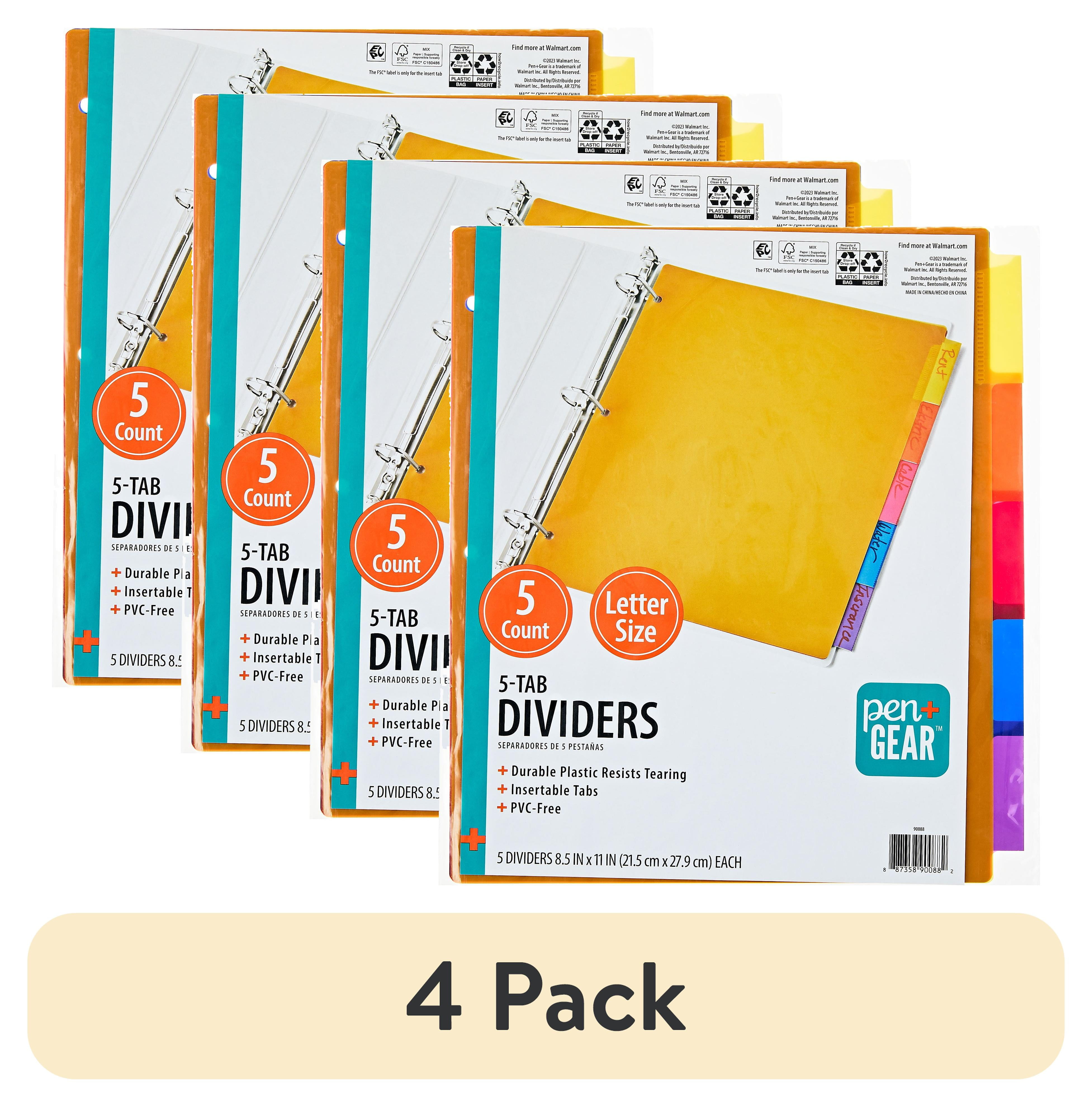 (4 pack) Pen+Gear 5-Tab Durable Dividers Without Pockets, 8.5" x 11 ...