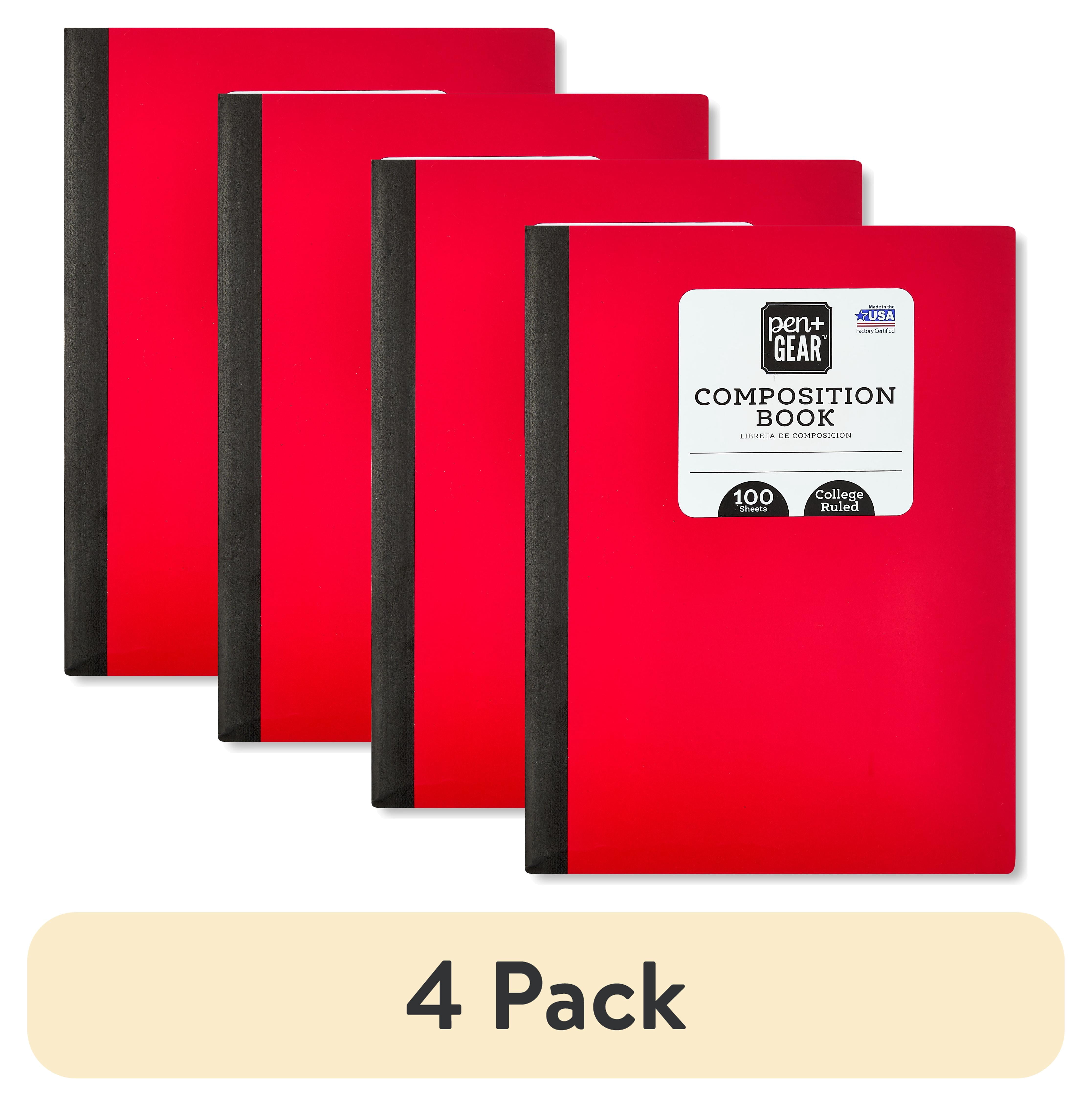 (4 pack) Pen+Gear College Ruled Composition Book, 7.5" x 9.75", Red ...