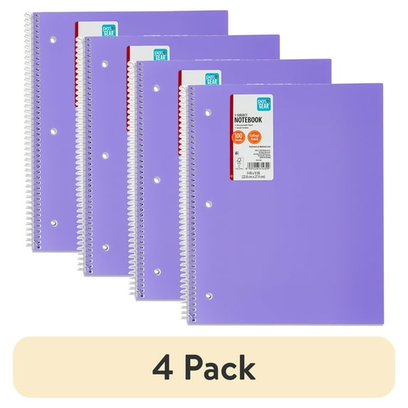 (4 pack) Pen+Gear College Ruled Poly 1-Subject Notebook with Inside ...