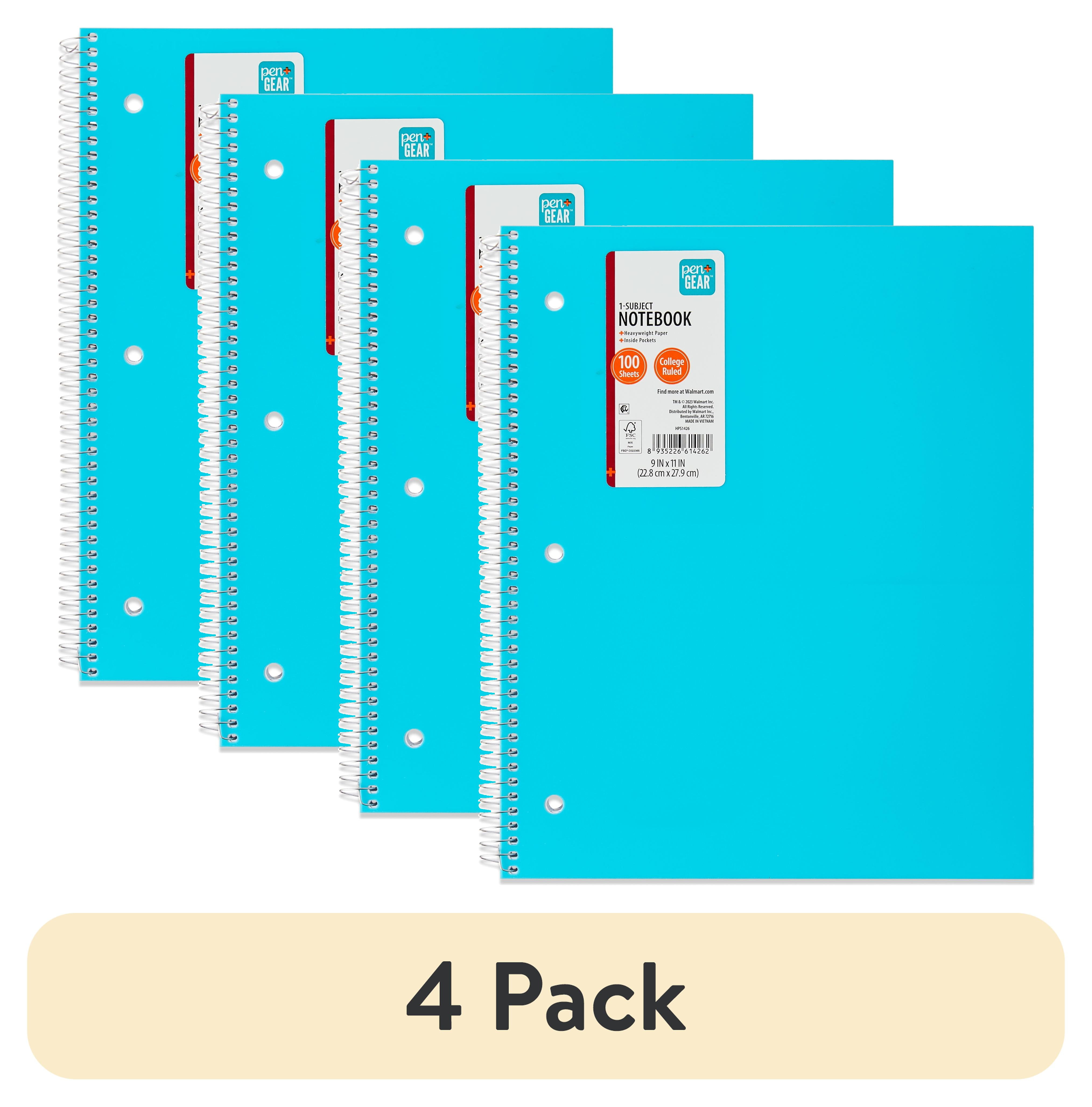 (4 pack) Pen+Gear College Ruled Poly 1-Subject Notebook with Inside ...