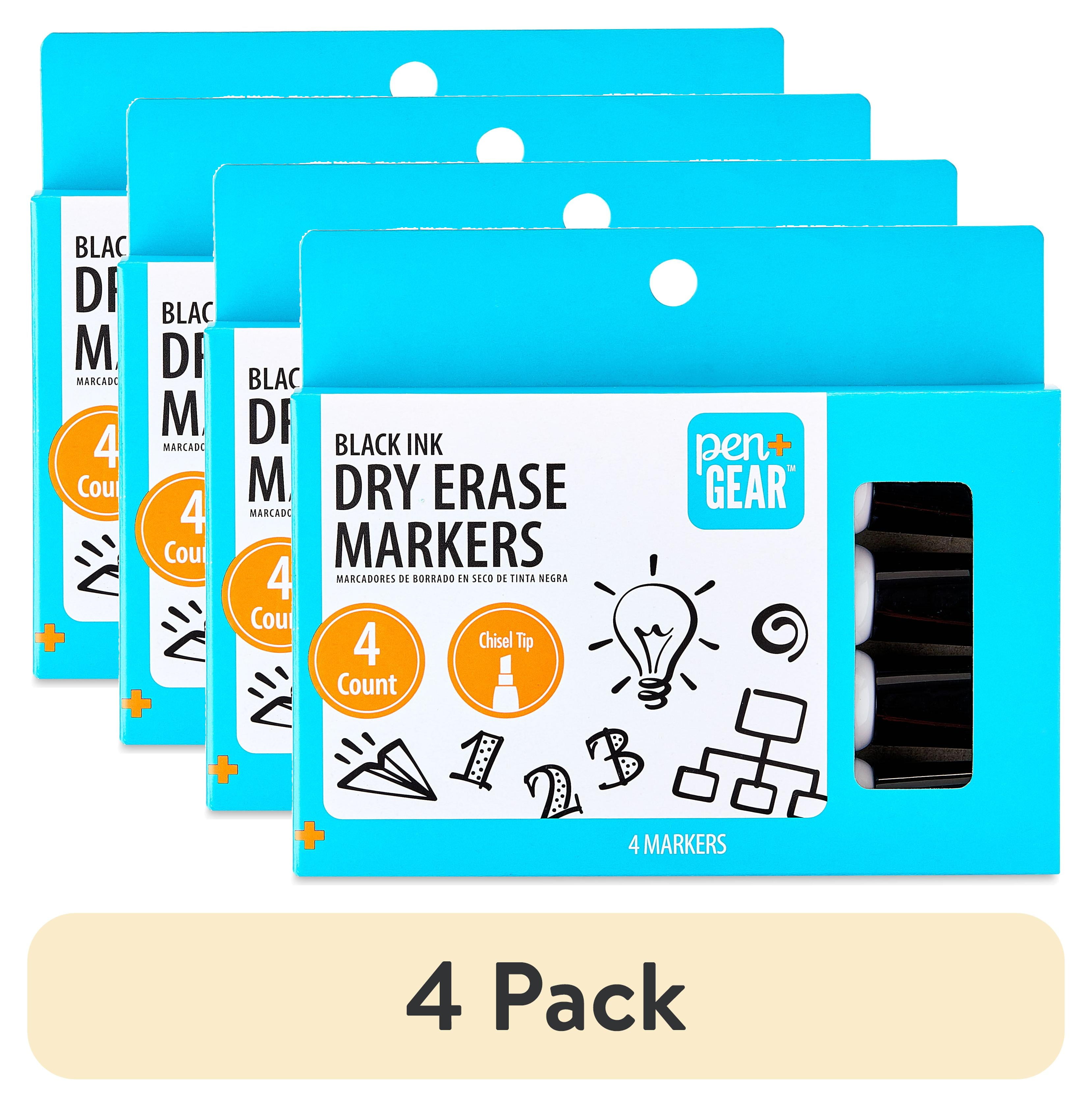 (4 pack) Pen+Gear Dry Erase Markers, Chisel Tip, Black Ink, 4 Count ...