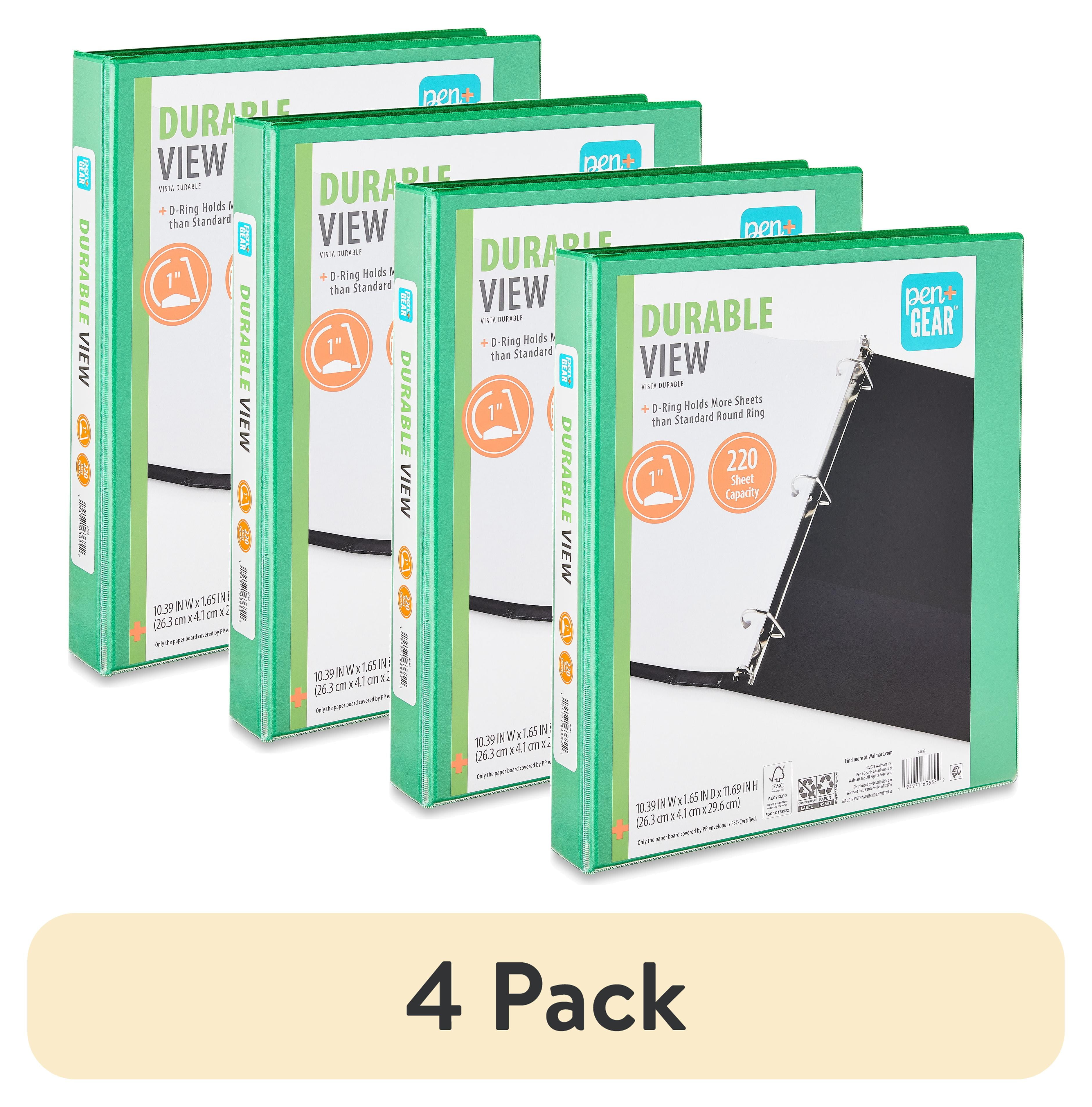 (4 pack) Pen+Gear Durable View 1-inch D-Ring Binder, Green - Walmart.com