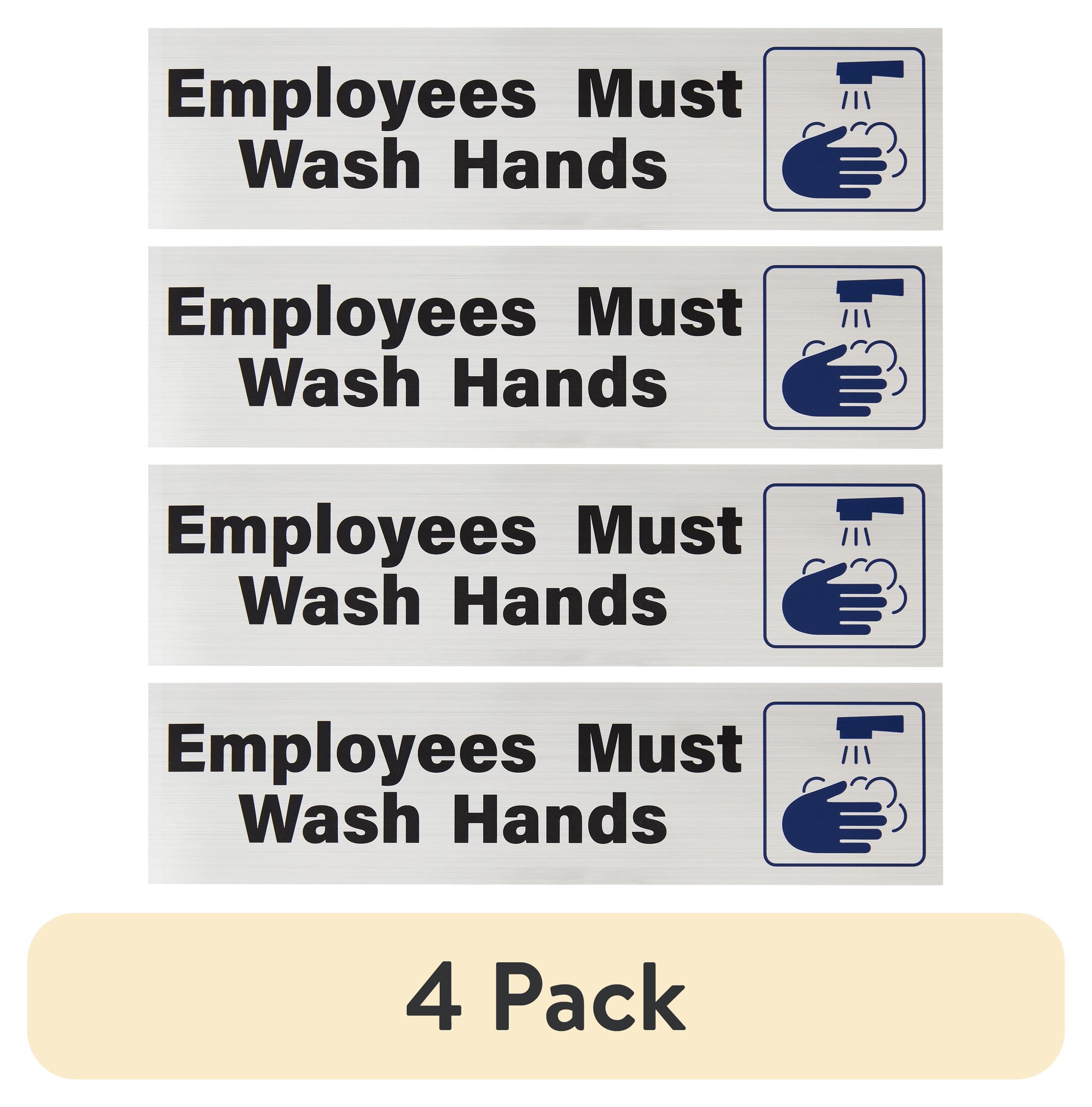 (4 pack) Pen+Gear Employee Must Wash Hands Sign, 2x8 Inches , Silver ...