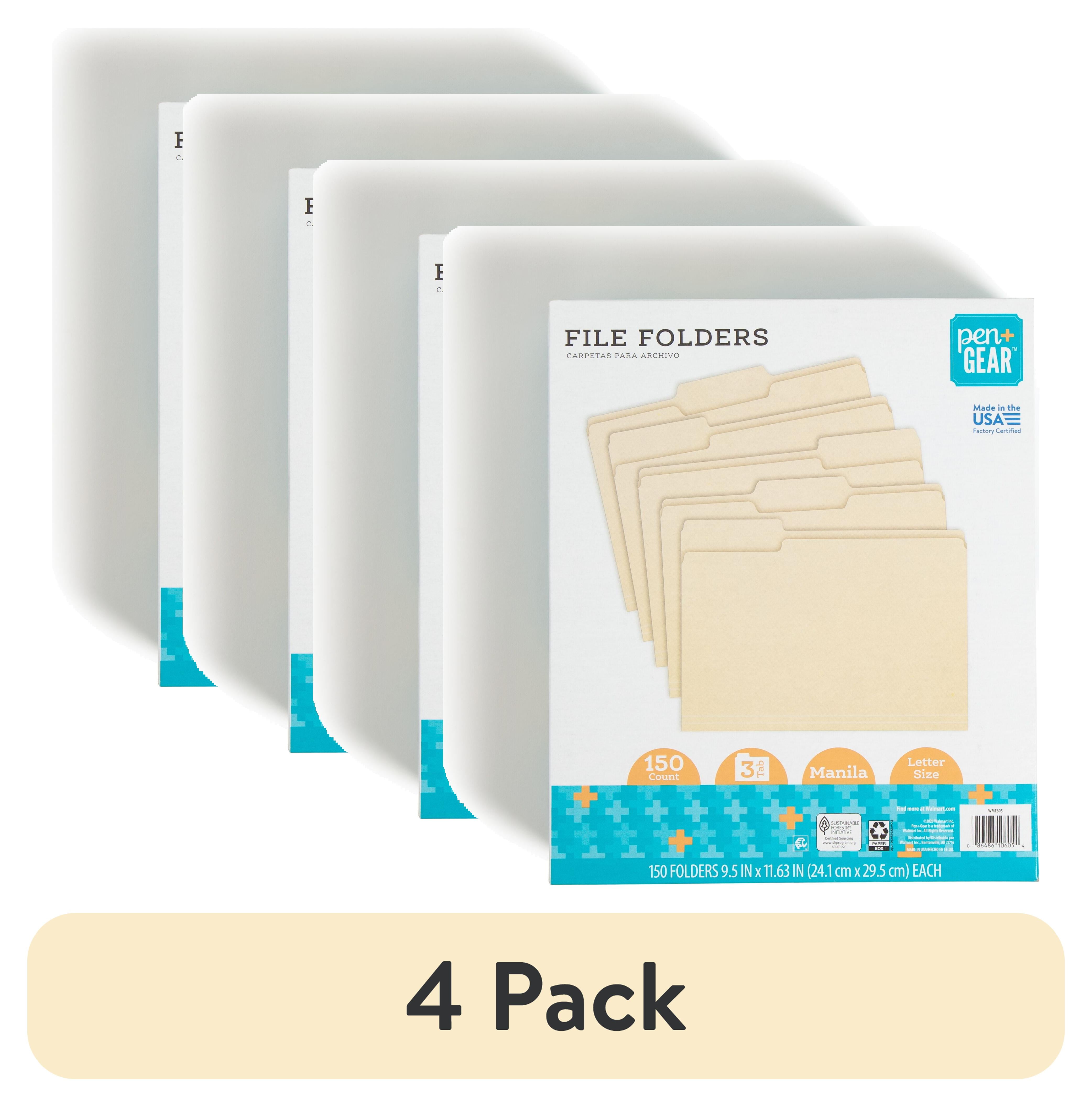 (4 pack) Pen+Gear File Folders, Letter, Manila, 1/3 Cut, 150 Count ...