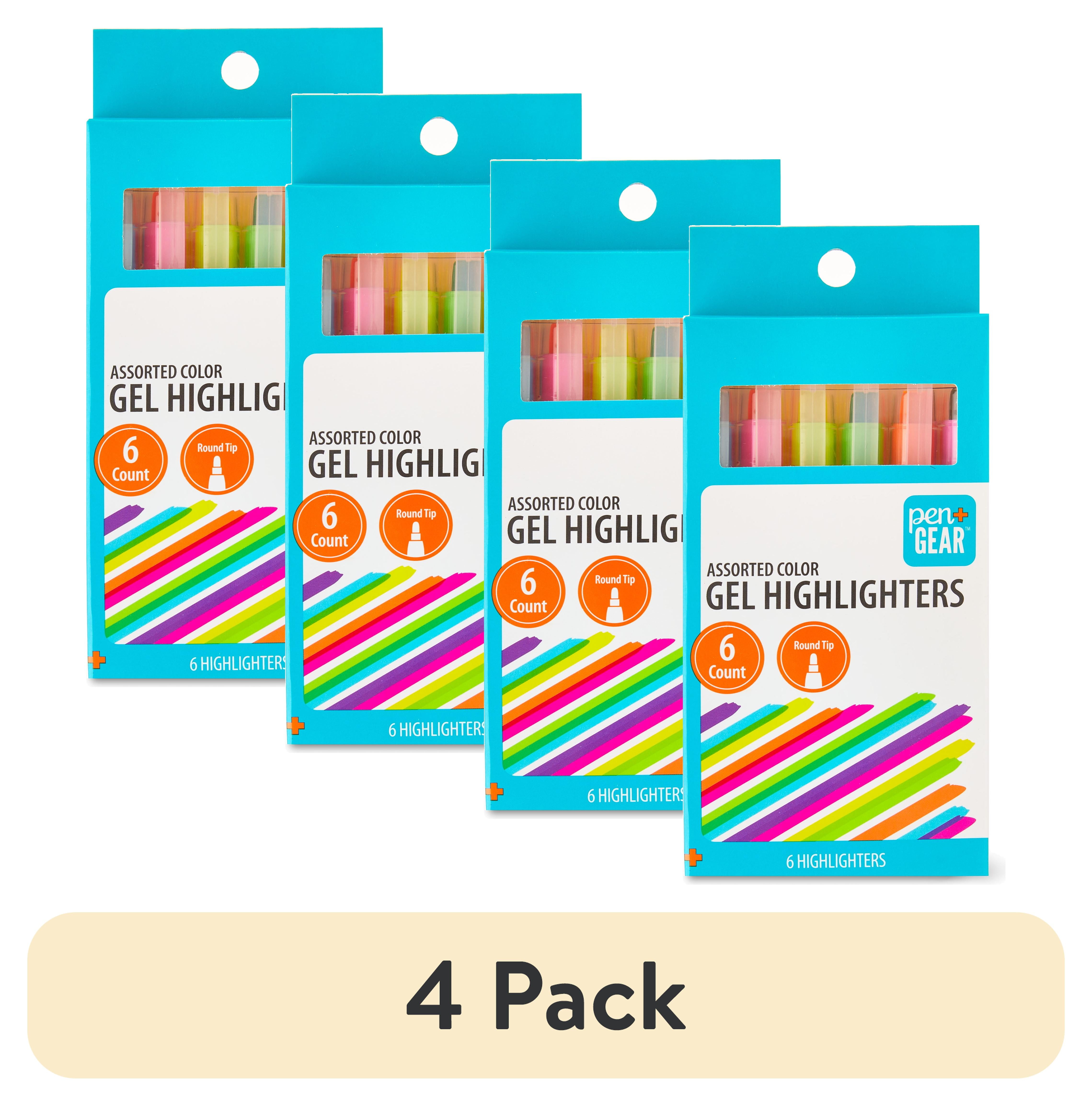 (4 pack) Pen+Gear Gel Highlighters, Round Tip, Assorted Colors, 6 Count ...