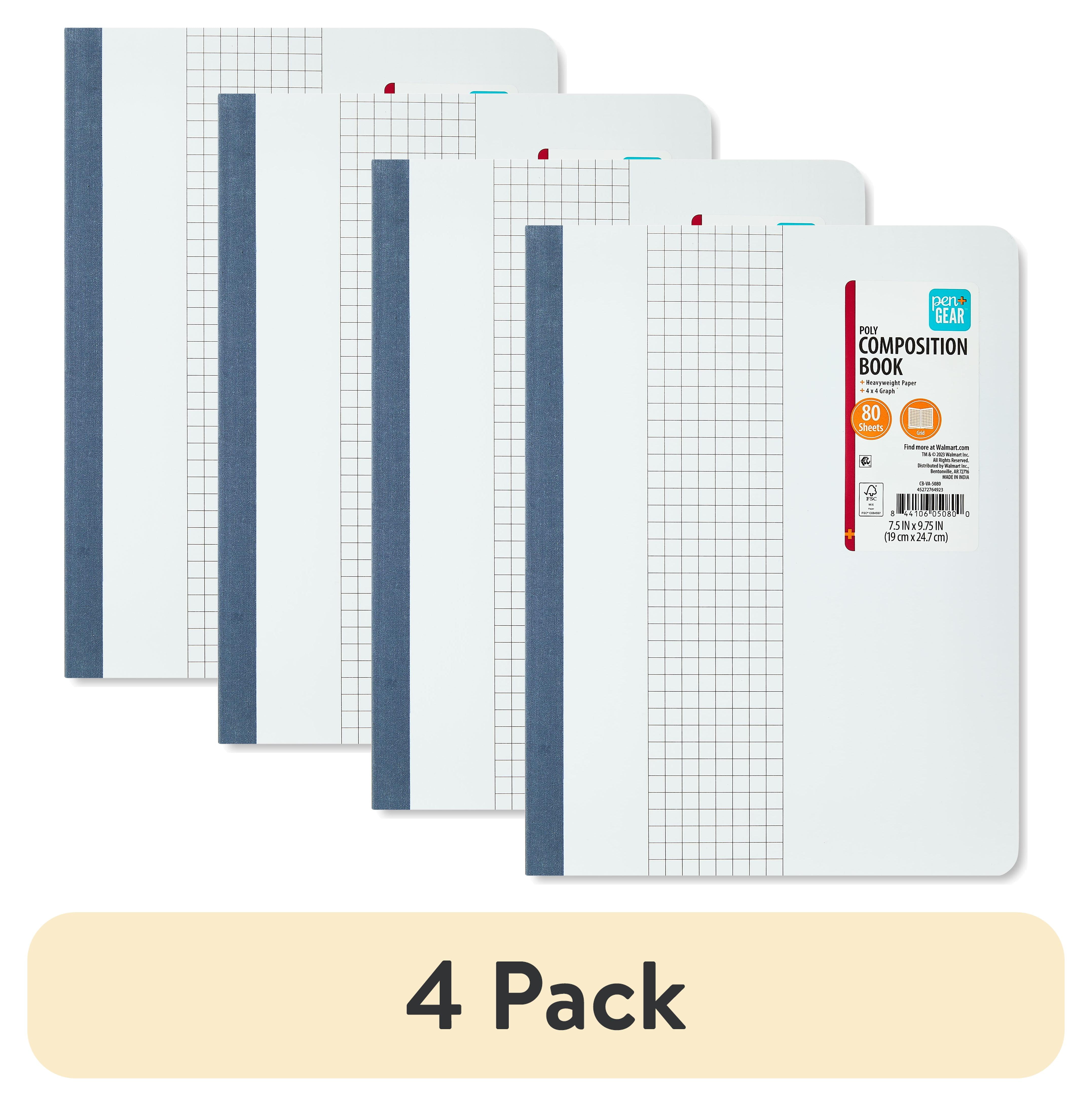 (4 pack) Pen+Gear Composition Book, Grid Ruled, 7.5"x 9.75", Poly Cover ...