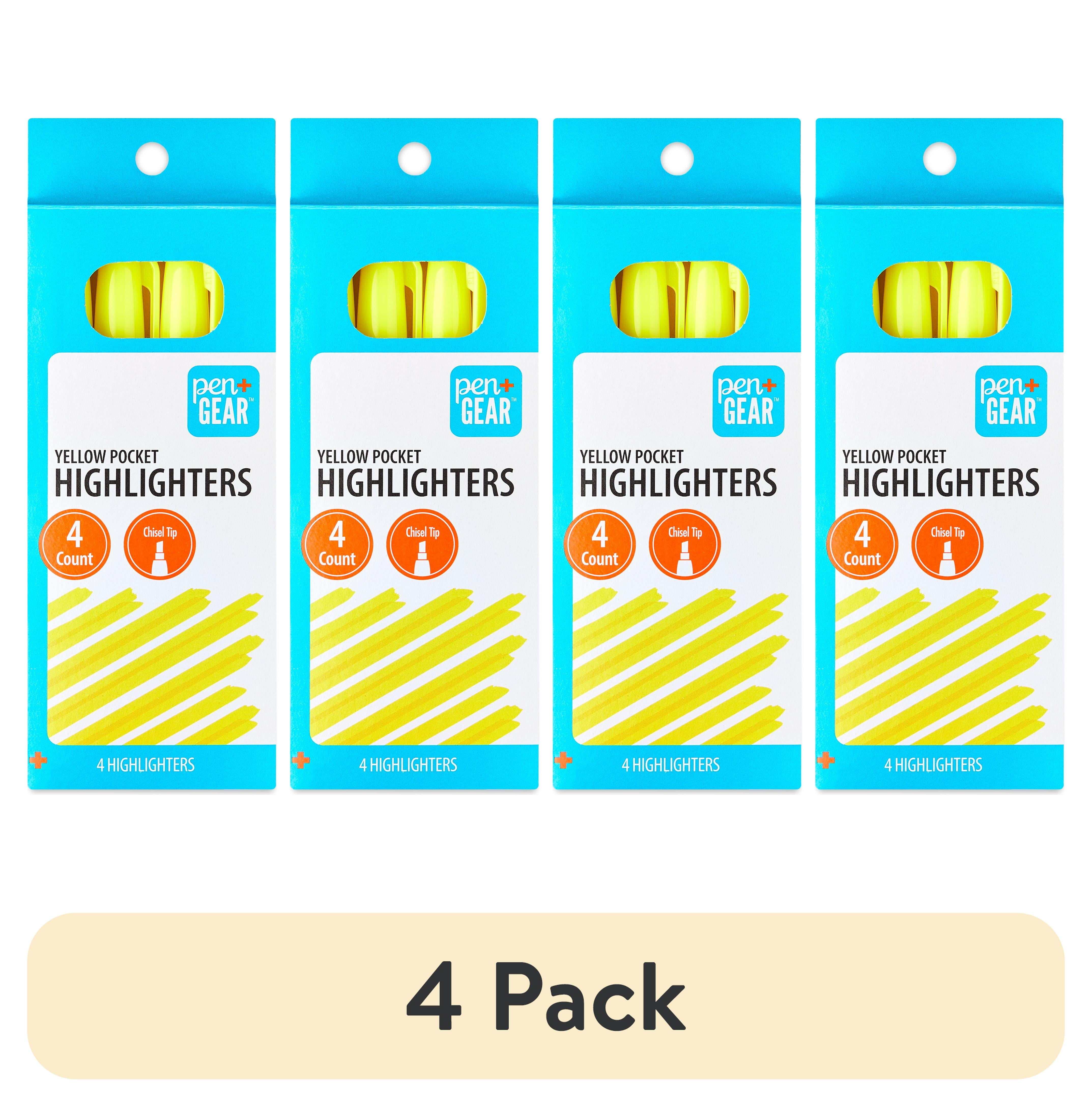 (16 pack) Pen+Gear Pocket Highlighters, Chisel Tip, Yellow, 4 Count ...