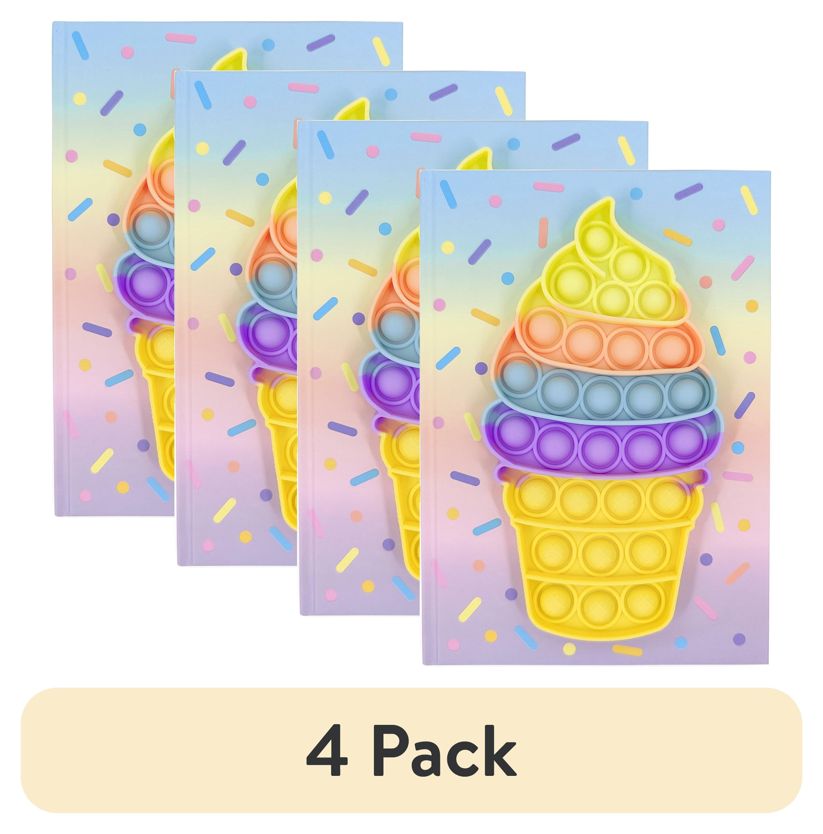 (4 pack) Pen + Gear Pop-It Fidget Journal, Colorful Ice Cream Cone ...