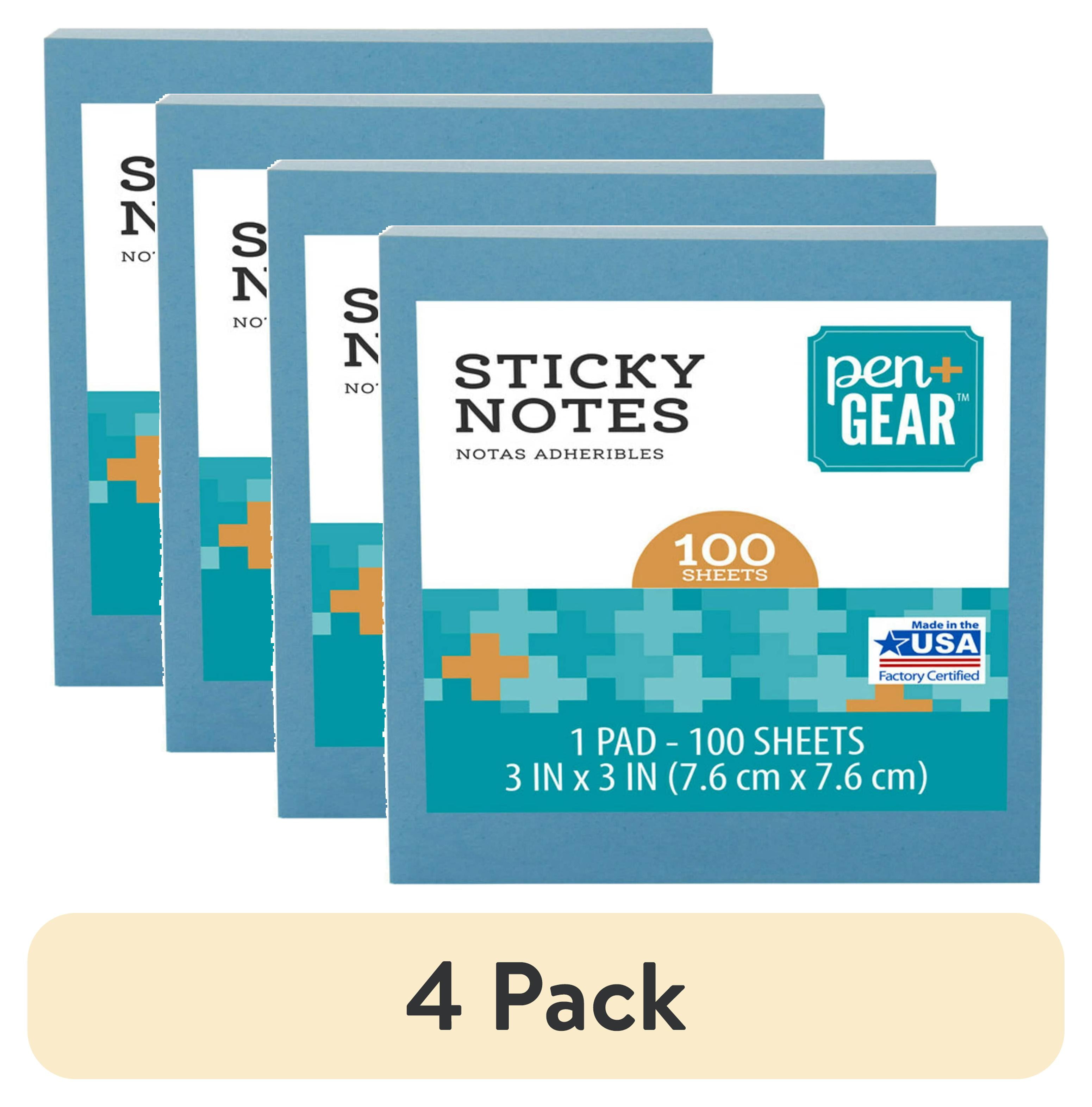 (4 pack) Pen and Gear, Sticky Notes, 3 inch x 3 inch, Blue, 1 Pad/100 ...