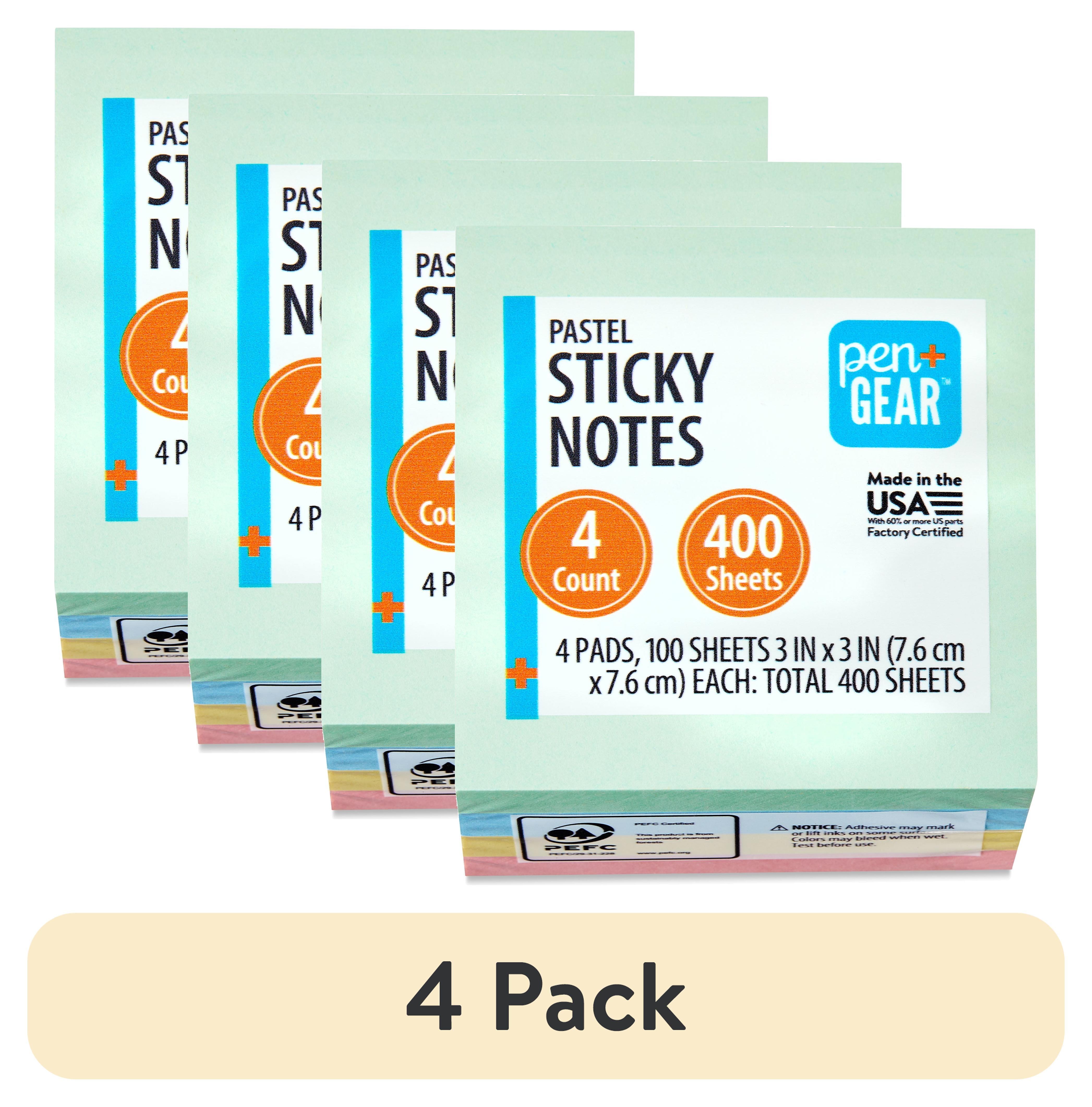Pen + Gear Sticky Notes, 3x3, Assorted Pastel, 4 Pack - Walmart ...