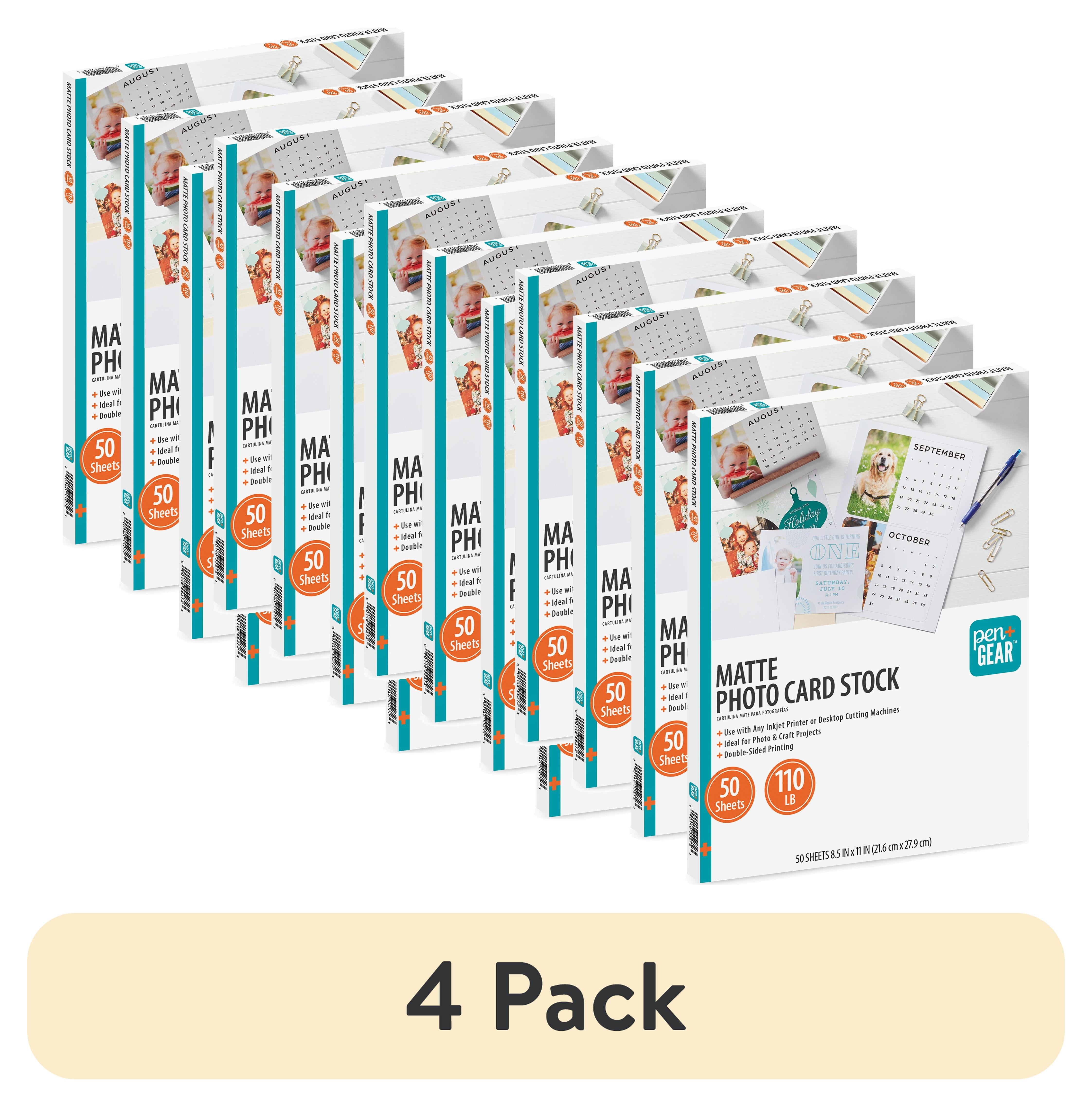 (4 pack) Pen+Gear White Matte Photo Card Stock, 8.5" x 11", 110 lb, 200 ...