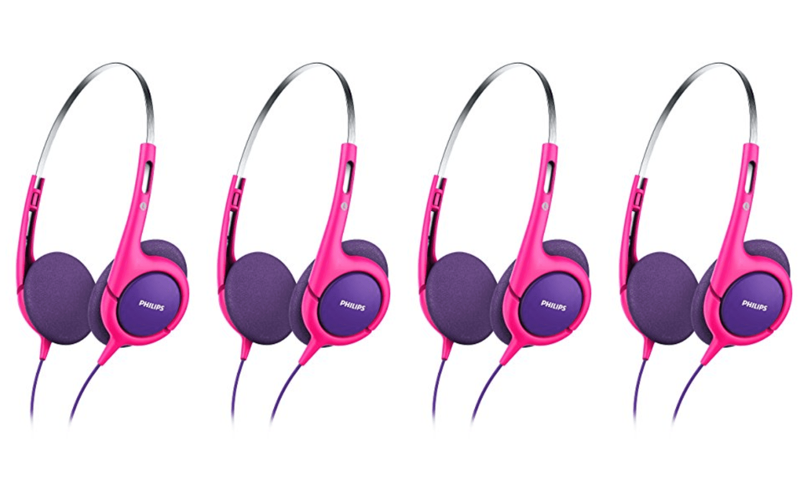 (4 pack) Philips SHK1031 Kids headphones On-ear Purple Volume Contral ...