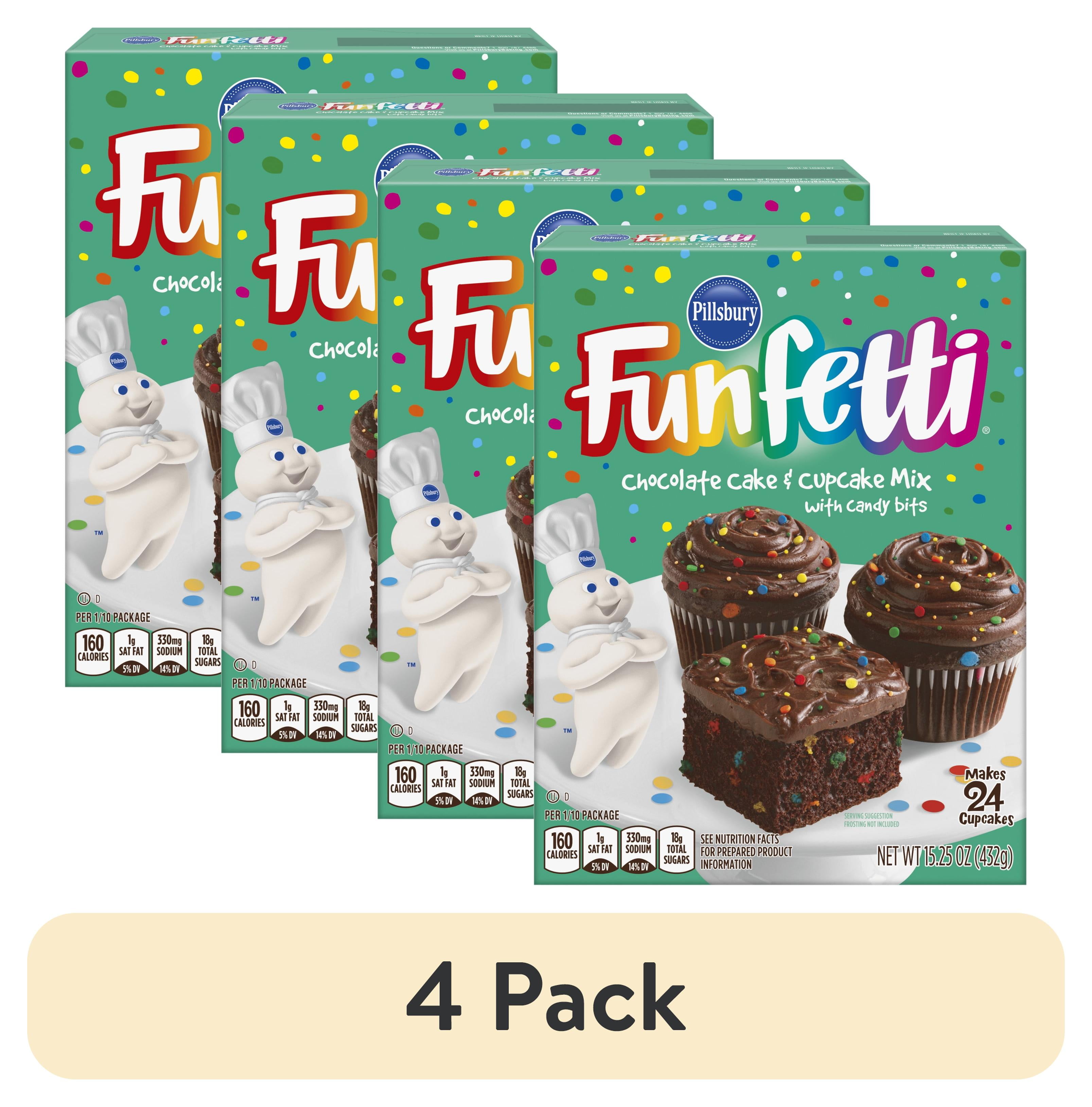 (4 pack) Pillsbury Funfetti Chocolate Cake Mix with Candy Bits, 15.25 ...