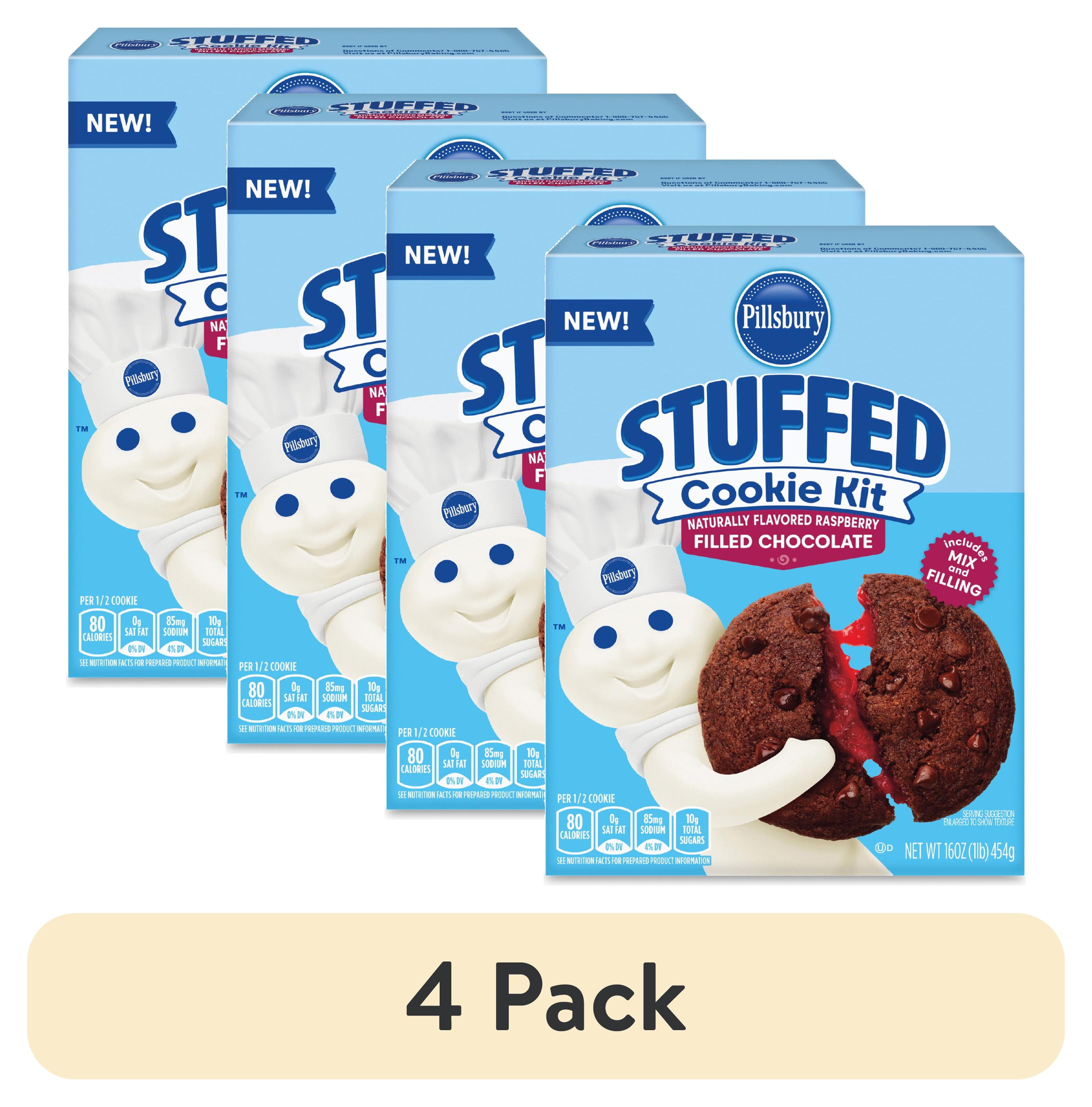 (4 pack) Pillsbury Raspberry Filled Chocolate Stuffed Cookie, 16 Oz Mix ...