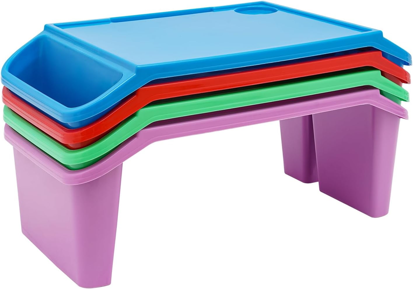 4 pack Plastic Kids Lap Desk Tray Curved Design Portable Breakfast ...