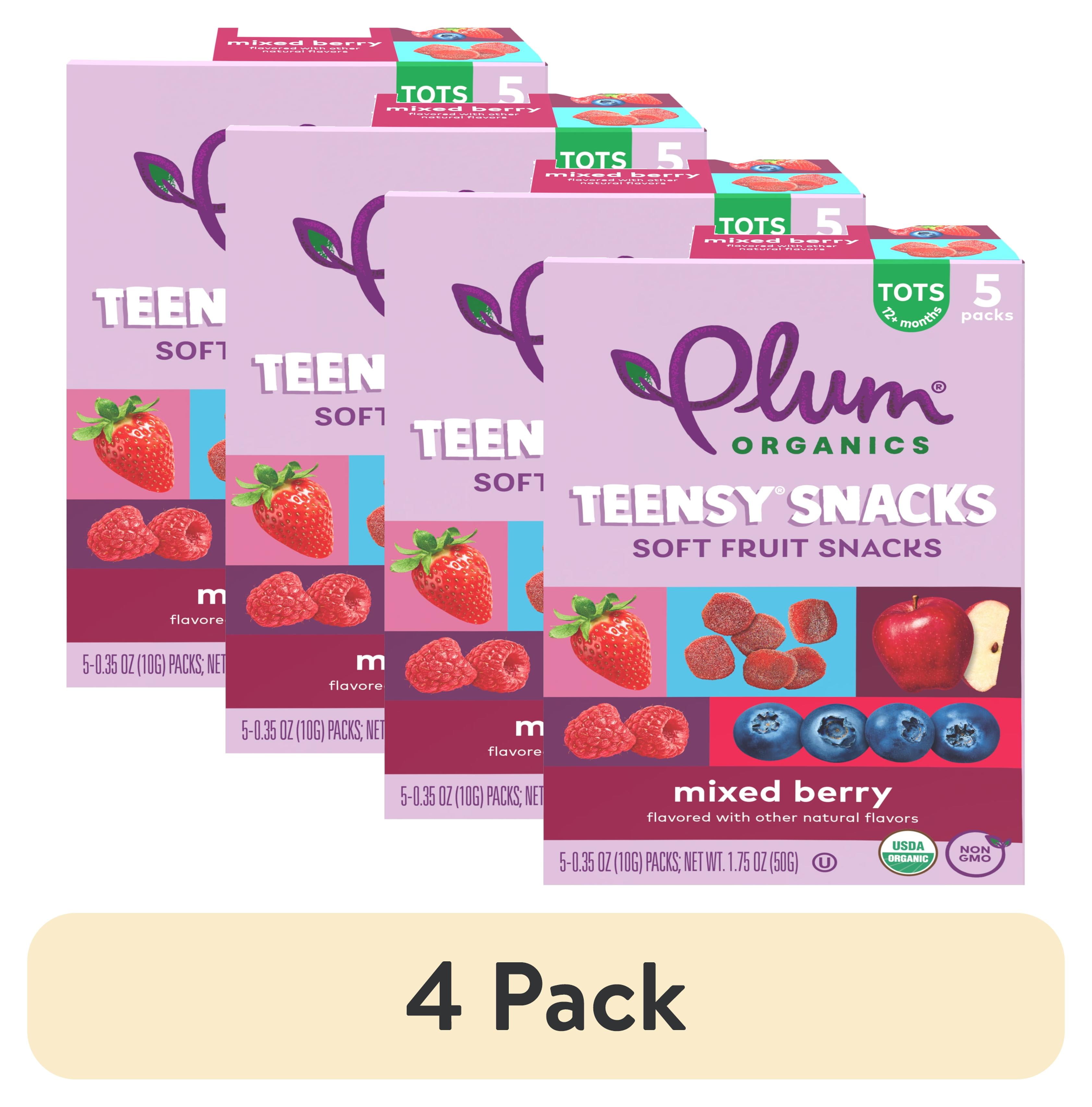 (4 pack) Plum Organics Teensy Snacks Soft Fruit Snacks, Mixed Berry, 0. ...