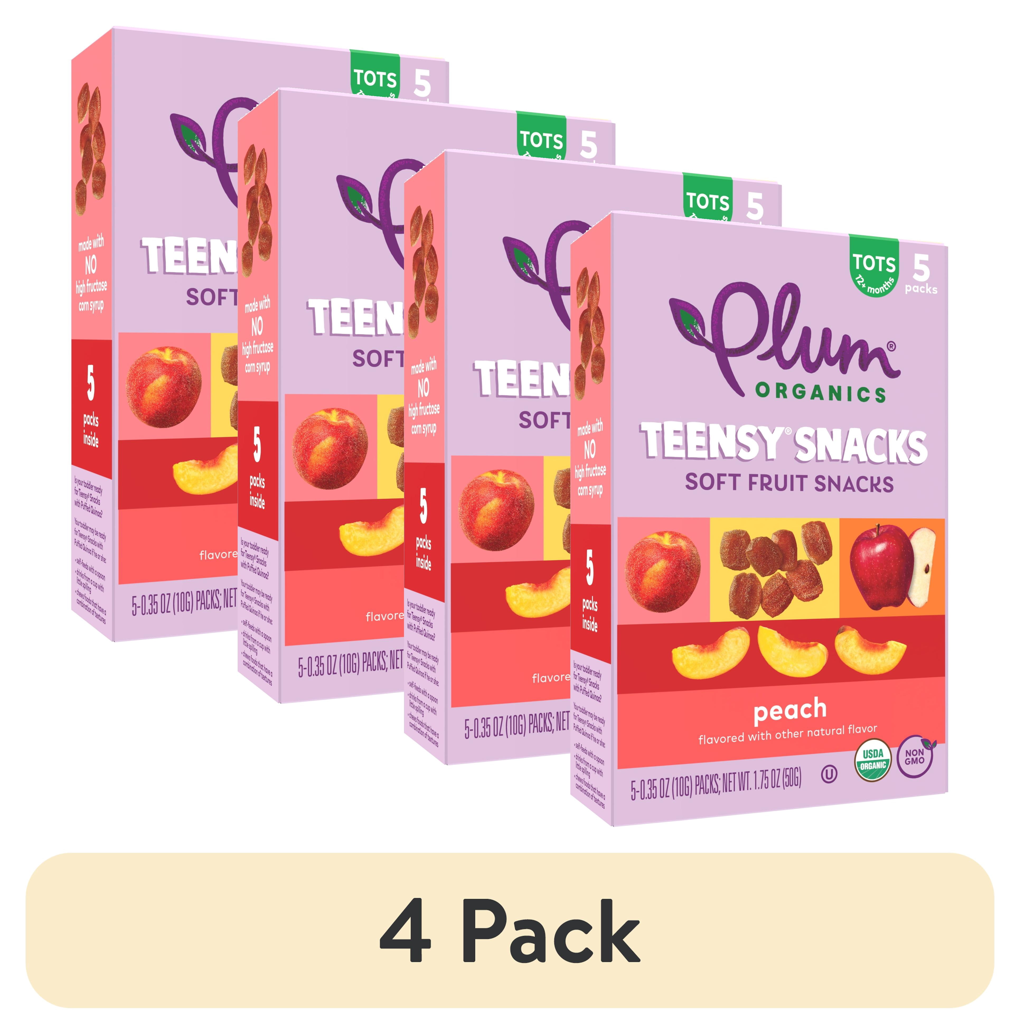 (4 pack) Plum Organics Teensy Snacks Soft Fruit Snacks, Peach, 0.35 oz ...