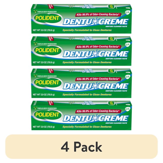 (4 pack) Polident Paste for Denture and Partials Cleaning, Triple Mint ...