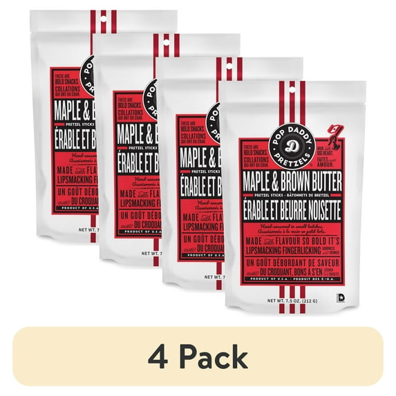 (4 pack) Pop Daddy Pretzels Maple & Brown Butter Pretzel Sticks 7.5 oz ...