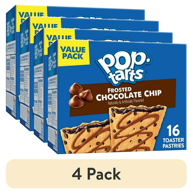 (4 pack) Pop-Tarts Chocolate Chip Drizzle Toaster Pastries, Breakfast ...