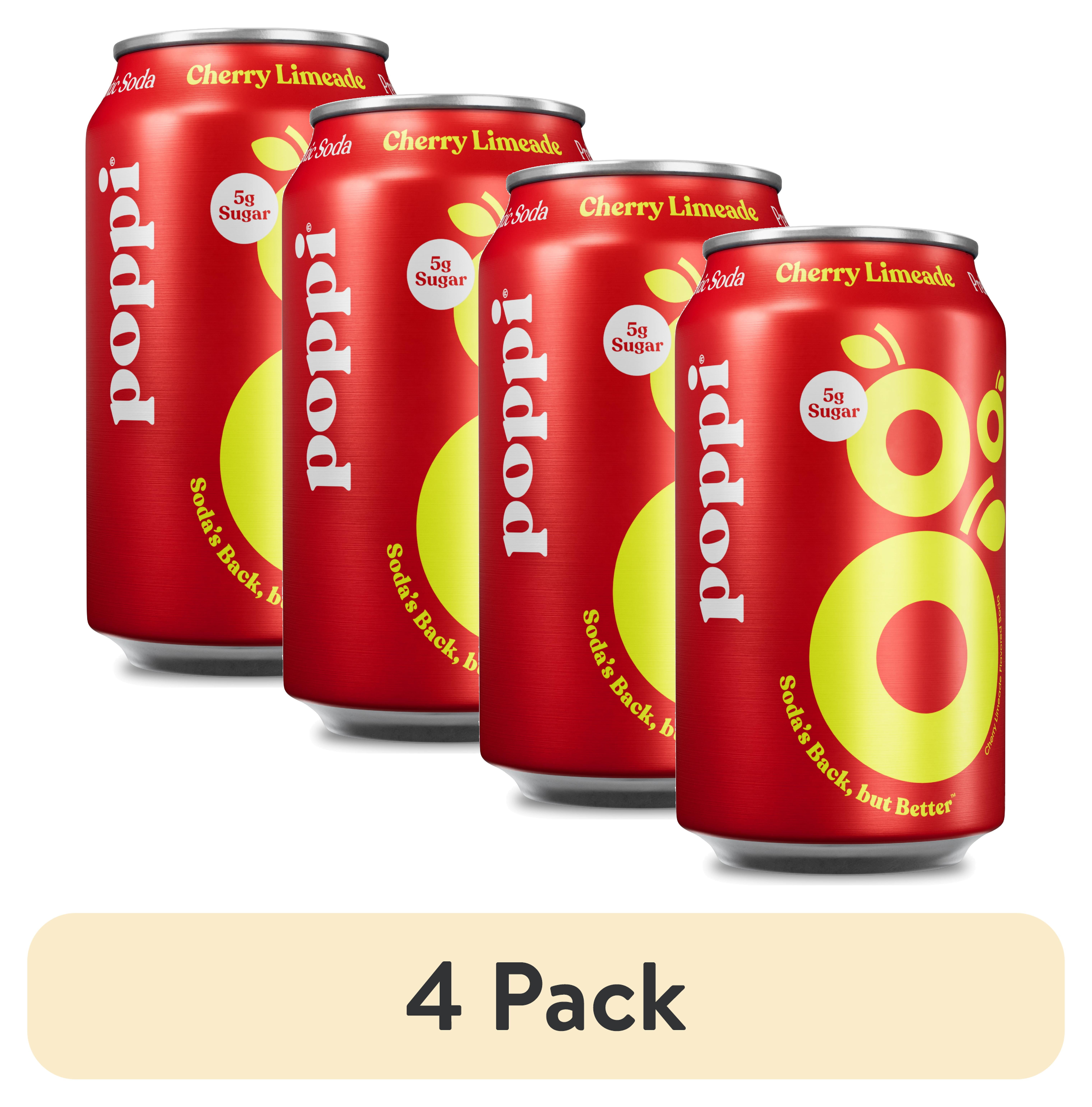 (4 pack) poppi Cherry Limeade Prebiotic Soda, 12 fl oz, 1 Pack Can ...