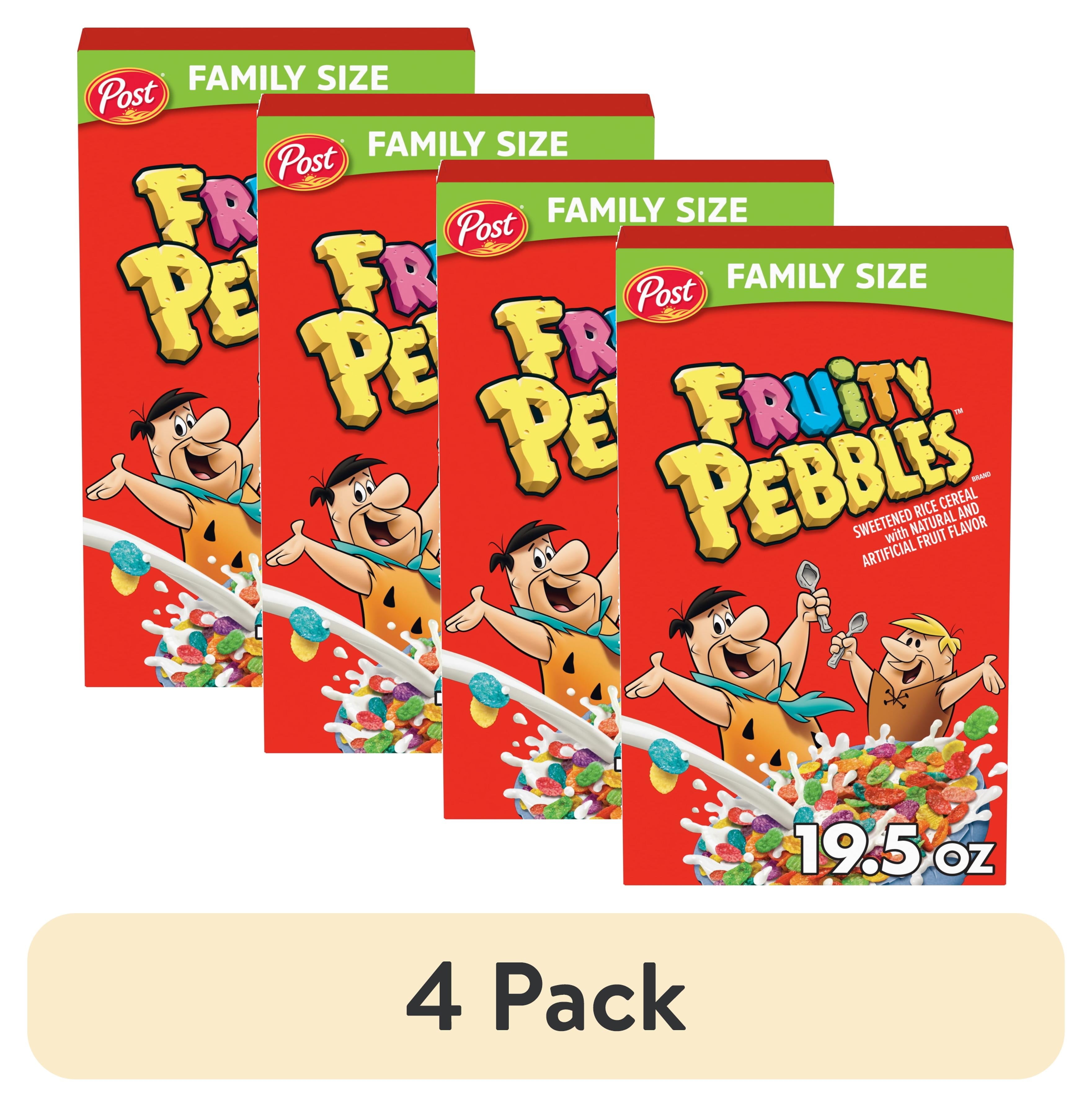 (4 pack) Post Fruity PEBBLES Breakfast Cereal, Gluten Free, Family Size ...