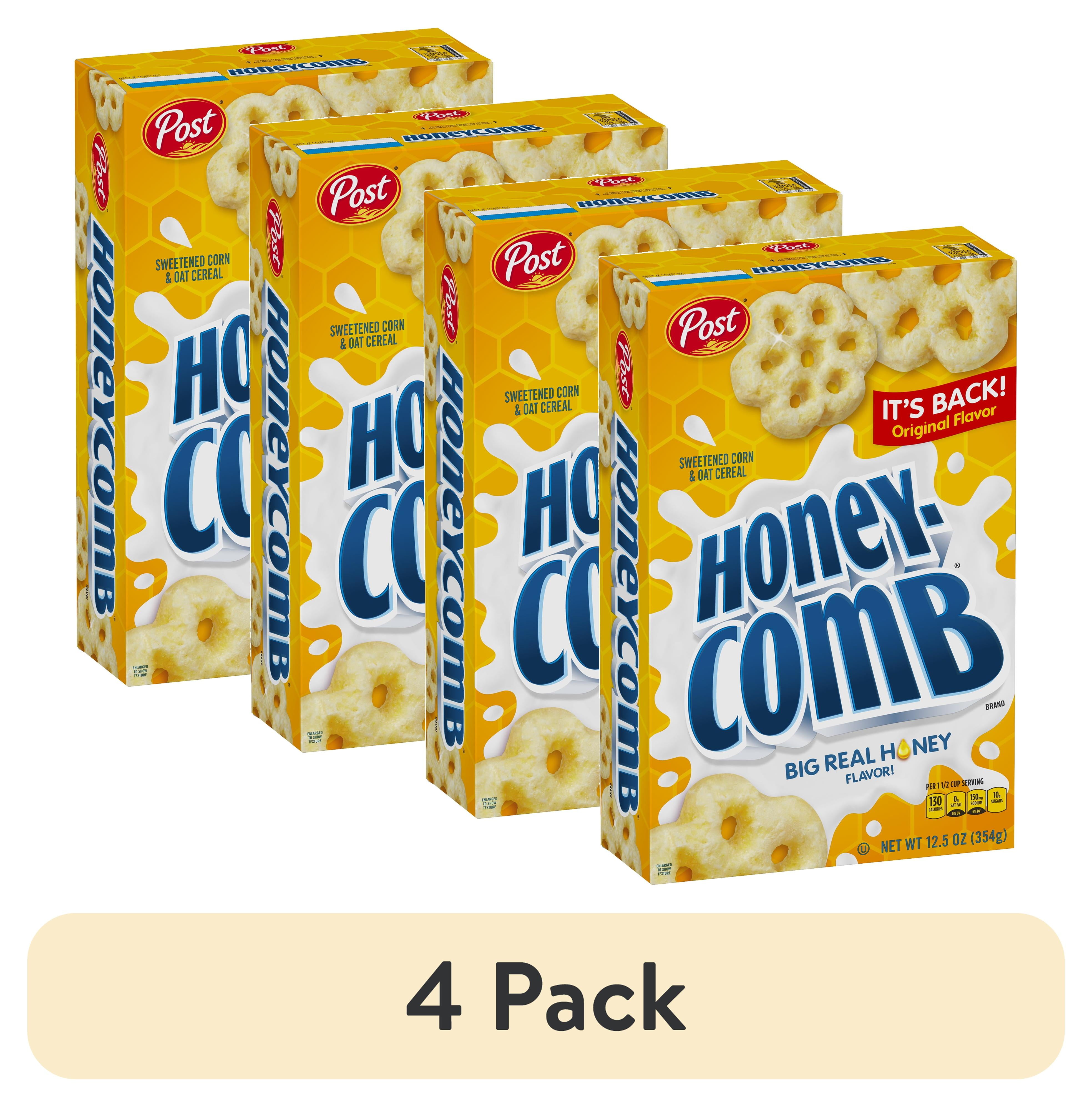 (4 pack) Post Honey-Comb Crunchy Cereal 12.5 oz, Cardboard Box Shelf ...