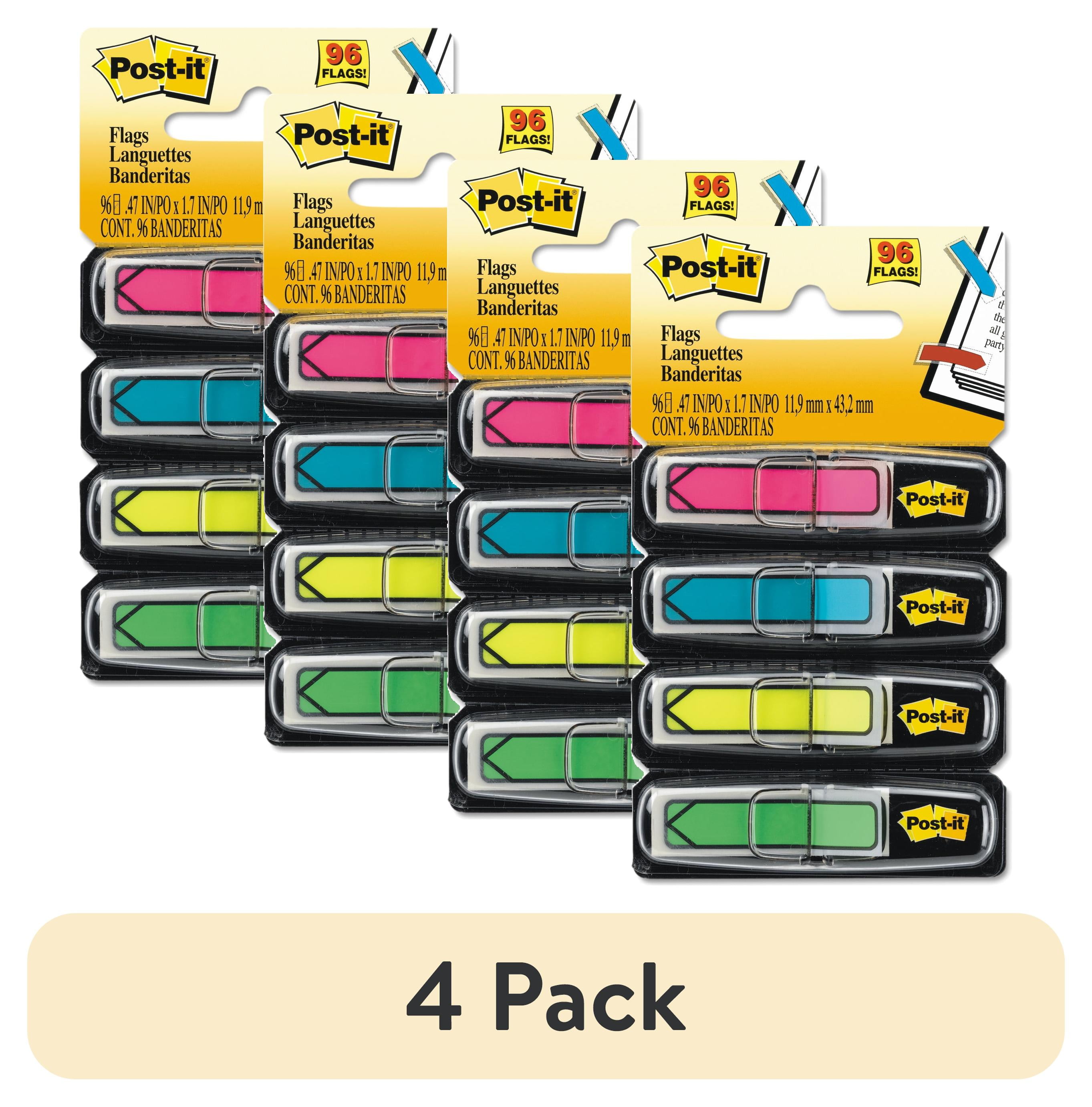 (4 pack) Post-It Arrow Flags, Assorted Bright Colors, .47 in. Wide, 24 ...