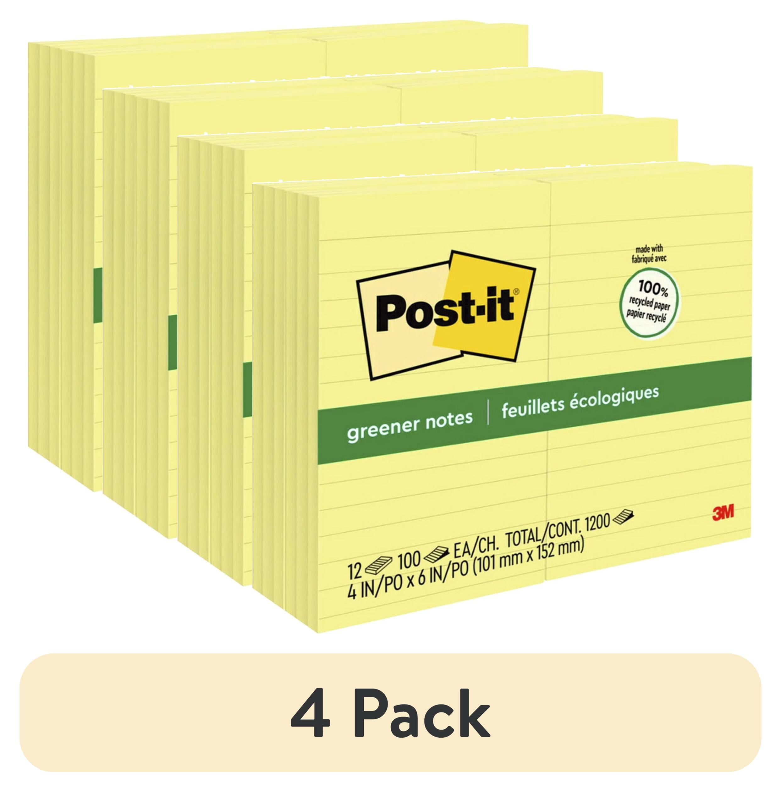 (4 pack) Post-it Lined Recycled Paper Greener Notes, 4 x 6 Inches ...