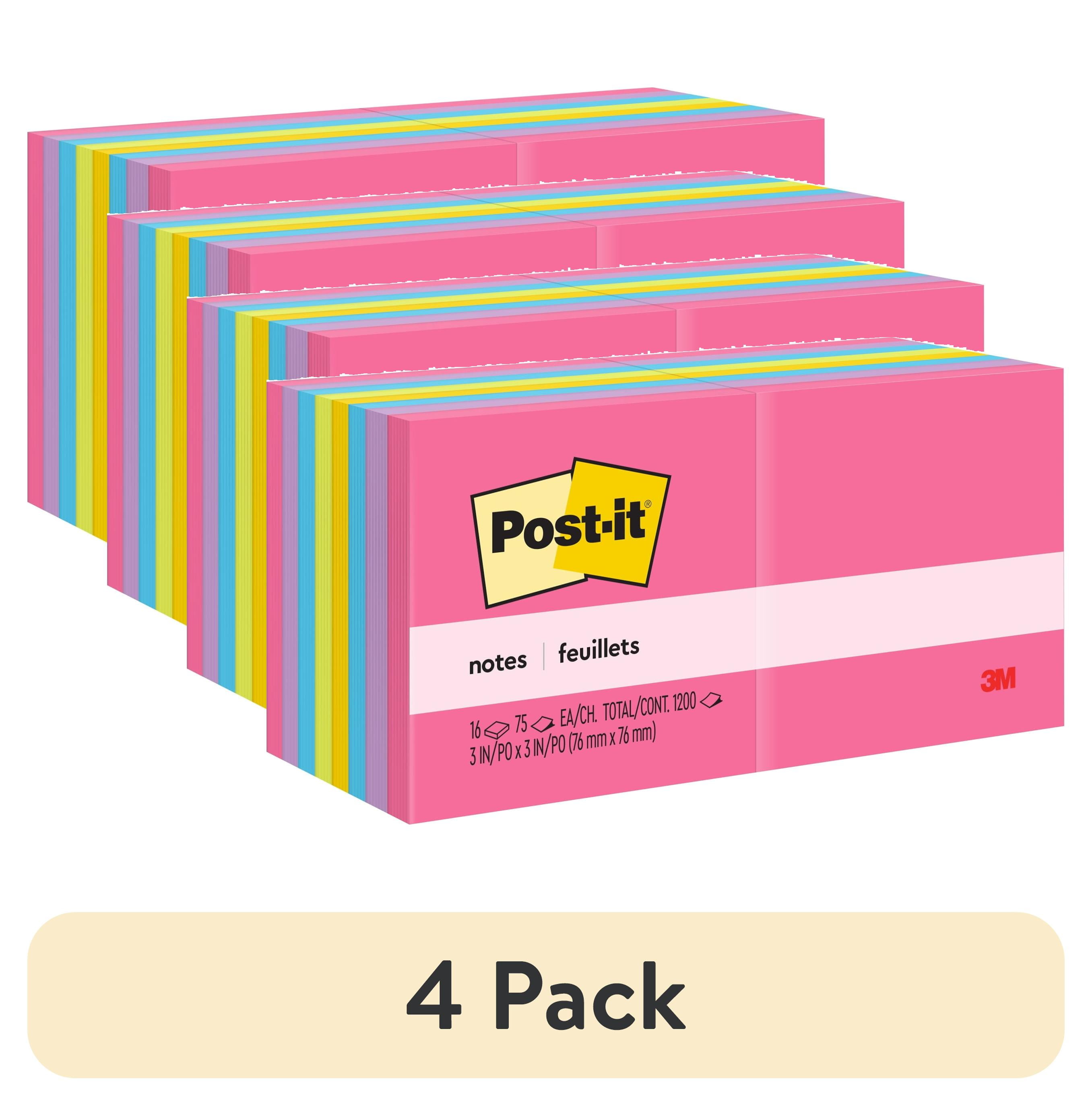 (4 pack) Post-it Notes, 3" x 3", Assorted Bright Colors, 16 Pads ...