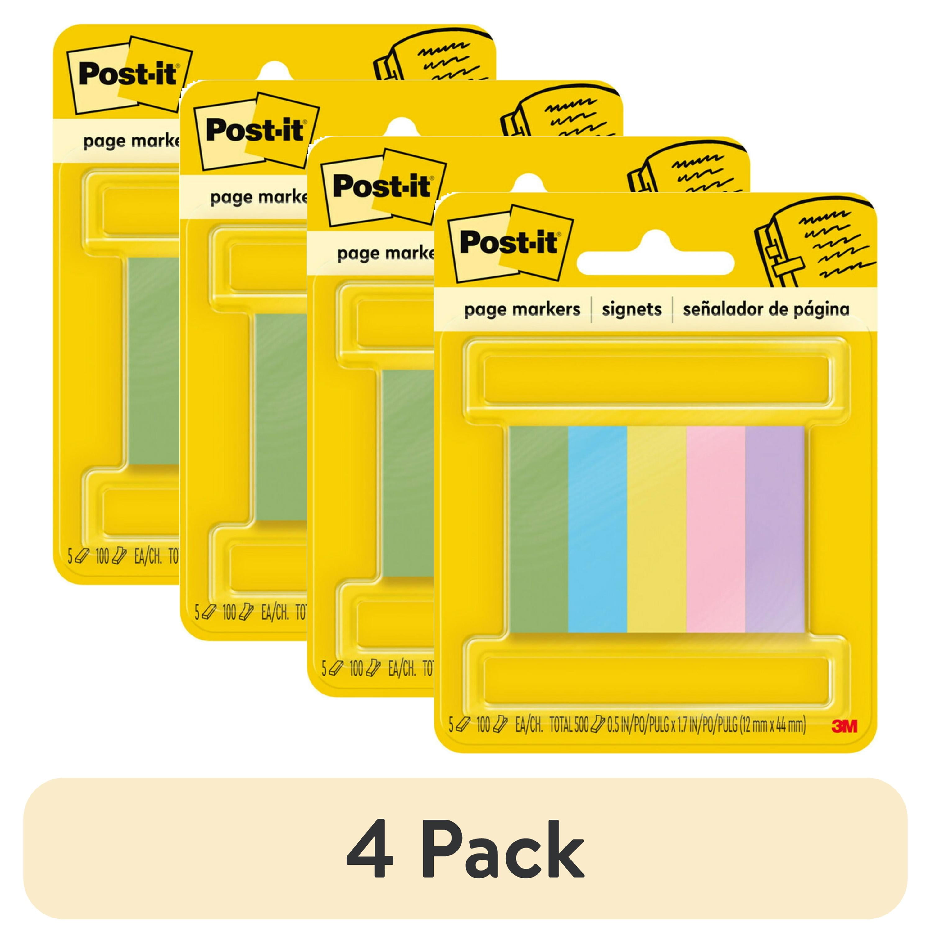 (4 pack) Post-it Page Marker, Assorted Colors, 1/2 in x 1-3/4 in, 5 ...