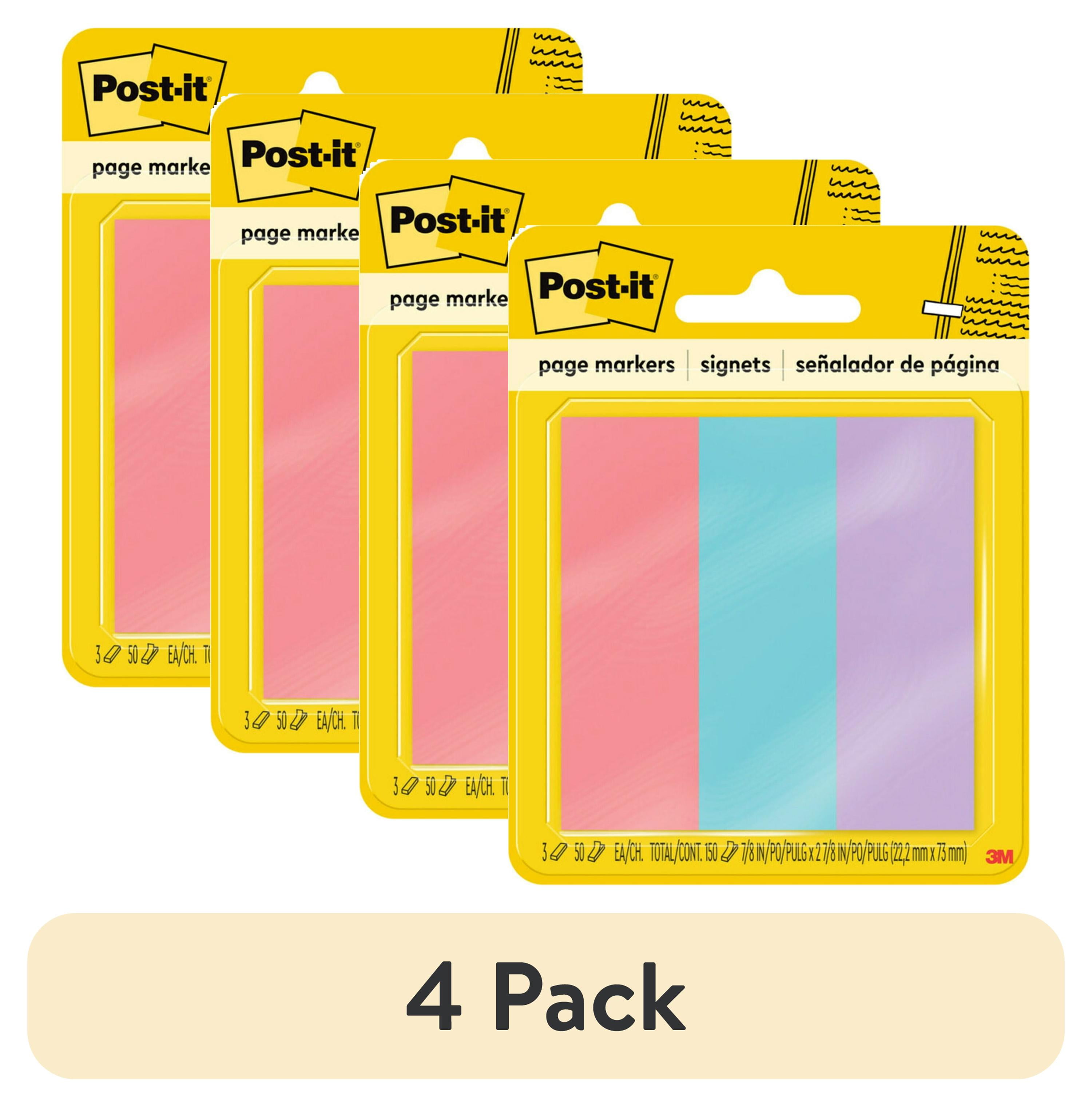(4 pack) Post-it Page Markers, Assorted Colors , 1 in. x 3 in., 3 Pads ...