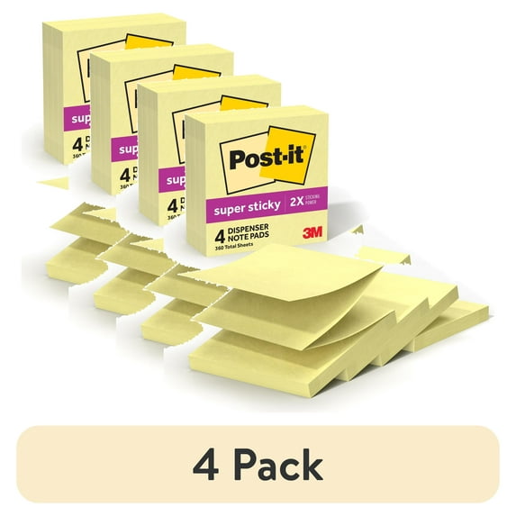 (4 pack) Post-it Super Sticky Dispenser Pop-up Notes, 3 in. x 3 in ...