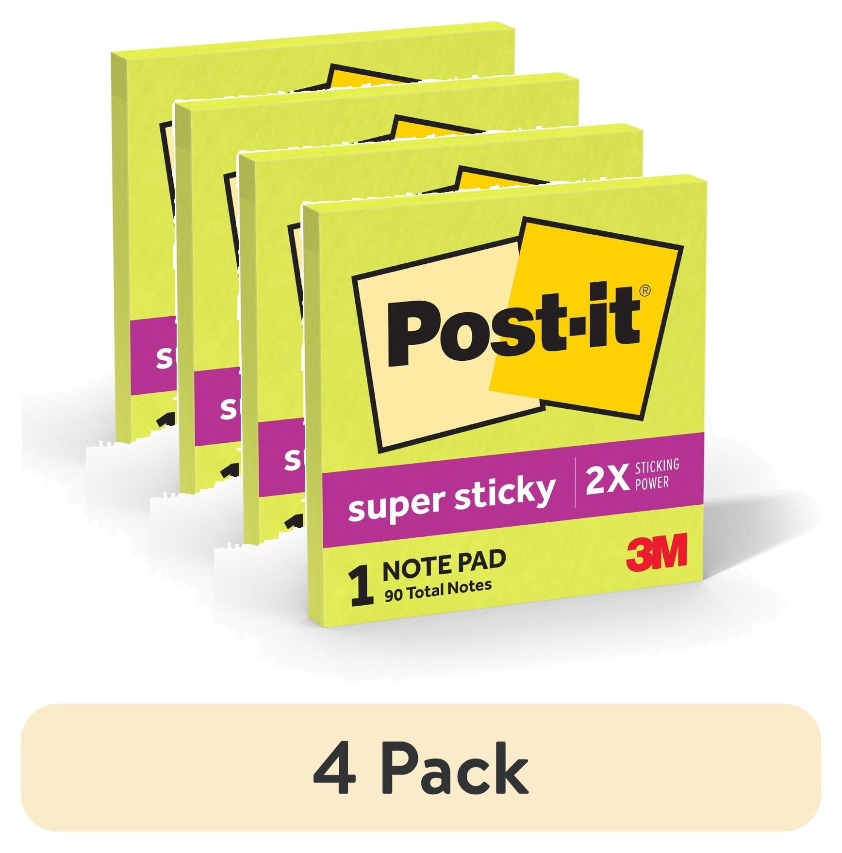 (4 pack) Post-it Super Sticky Notes, 3 in x 3 in, Bright Green, 1 Pad ...