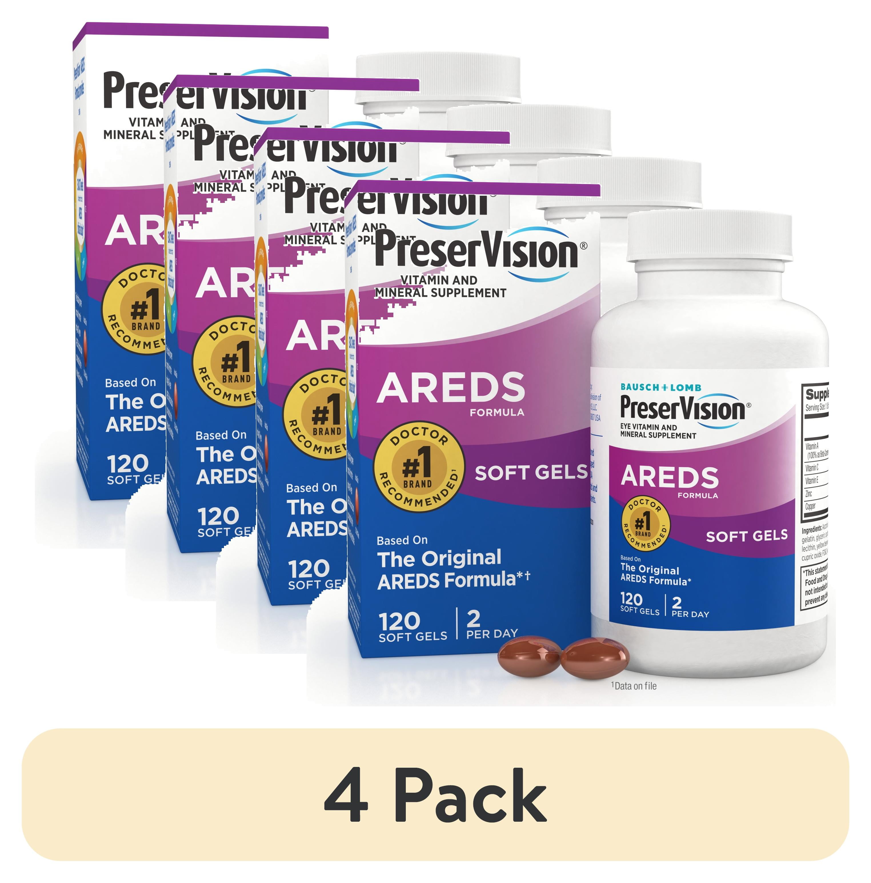 (4 pack) PreserVision AREDS Eye Vitamins and Minerals with Beta ...