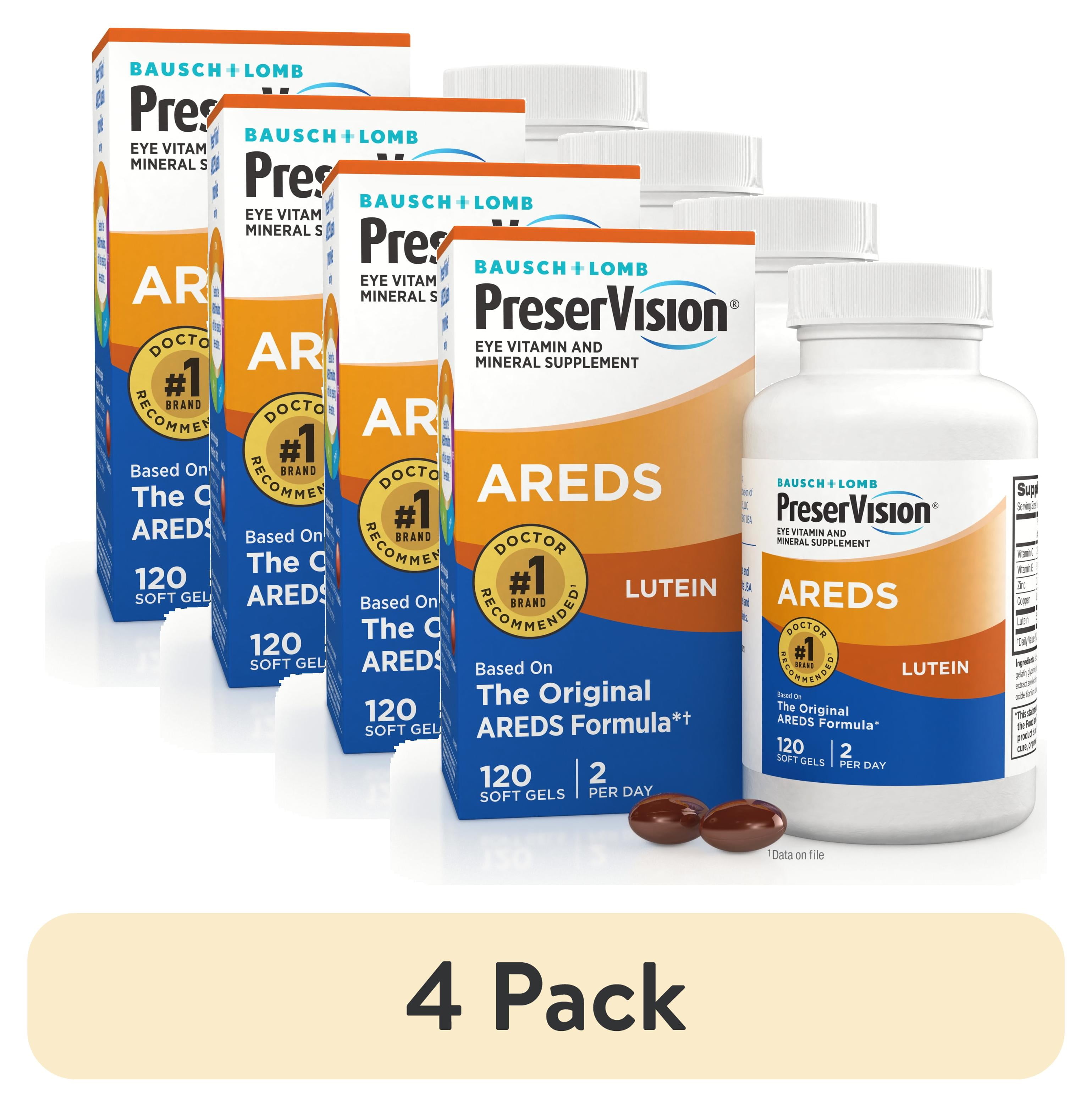(4 pack) PreserVision AREDS Eye Vitamins & Minerals with Lutein, AREDS ...