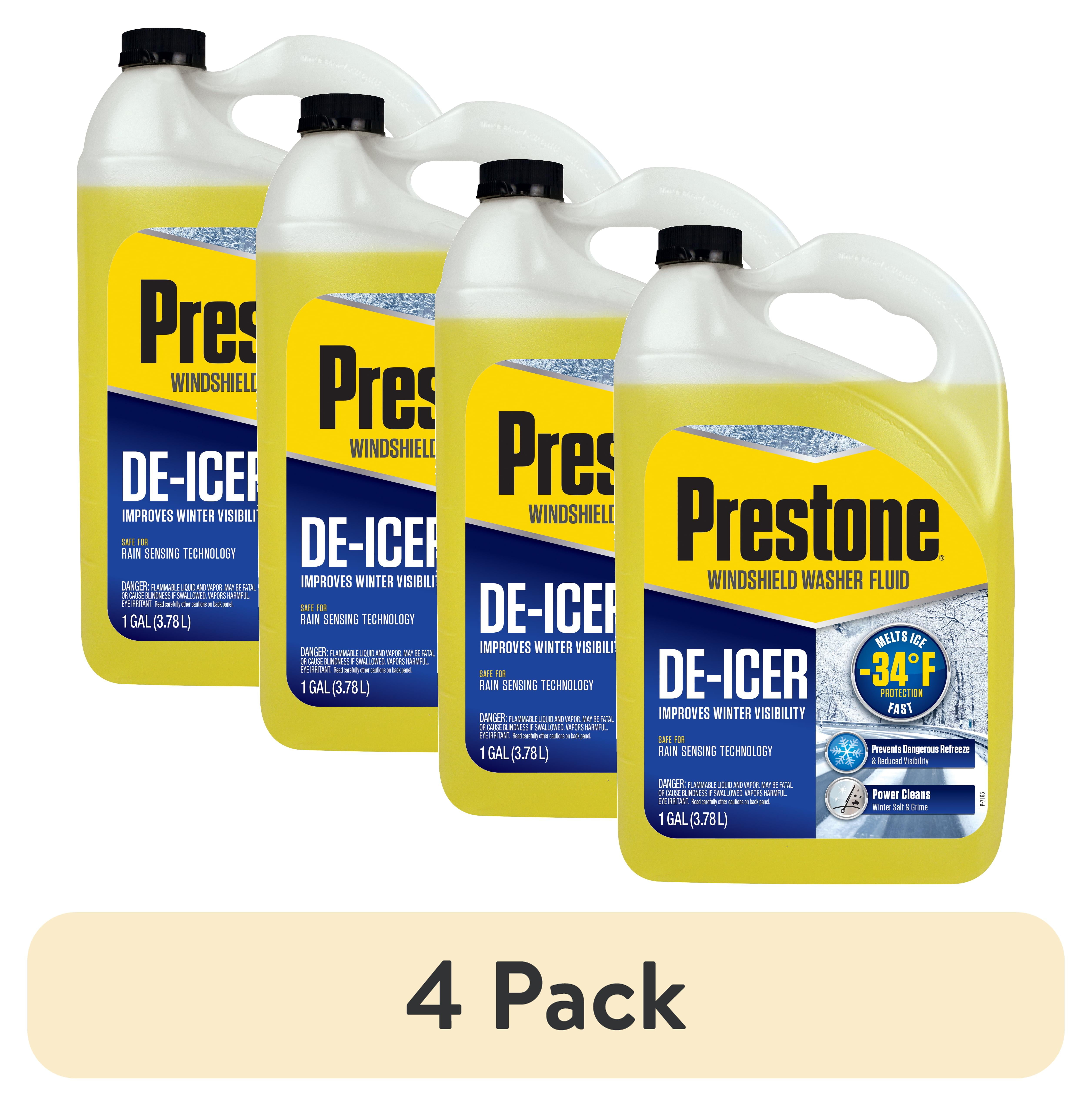 (4 pack) Prestone Windshield Washer Fluid , Cleaner/De-Icer, -34 Degrees, 1 Gallon. - Walmart.com