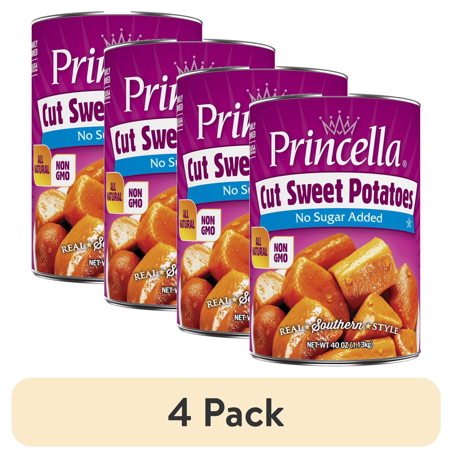 (4 pack) Princella Canned Cut Sweet Potatoes, No Sugar Added, 40 oz ...