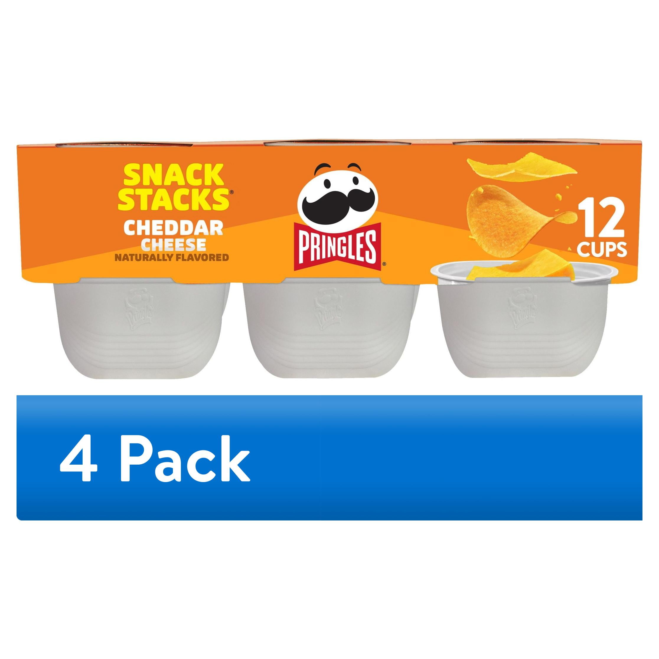 (4 pack) Pringles Cheddar Cheese Potato Crisps Chips, Lunch Snacks, 12 ...