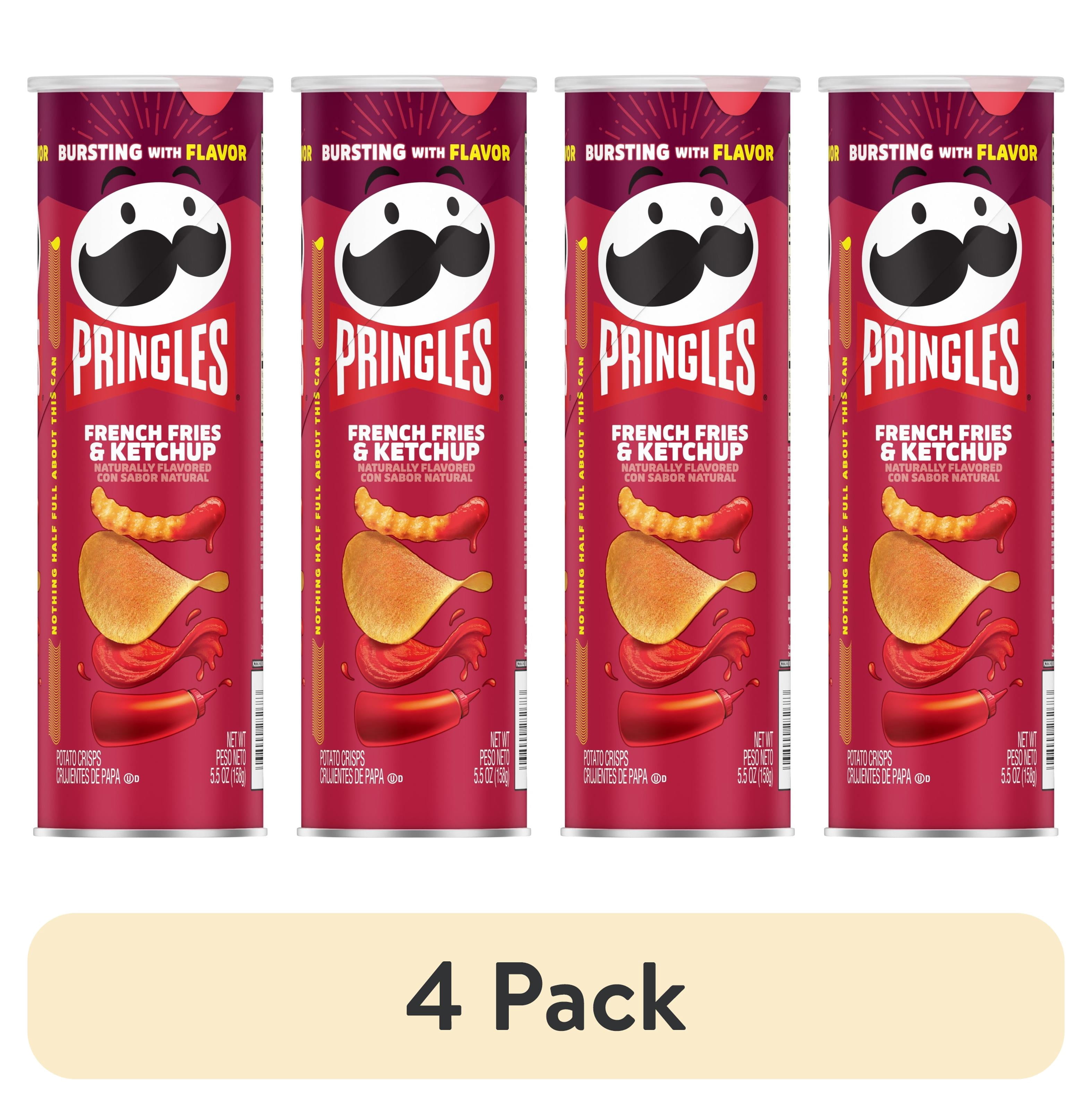 (4 pack) Pringles French Fries and Ketchup Potato Crisps Chips, Lunch ...