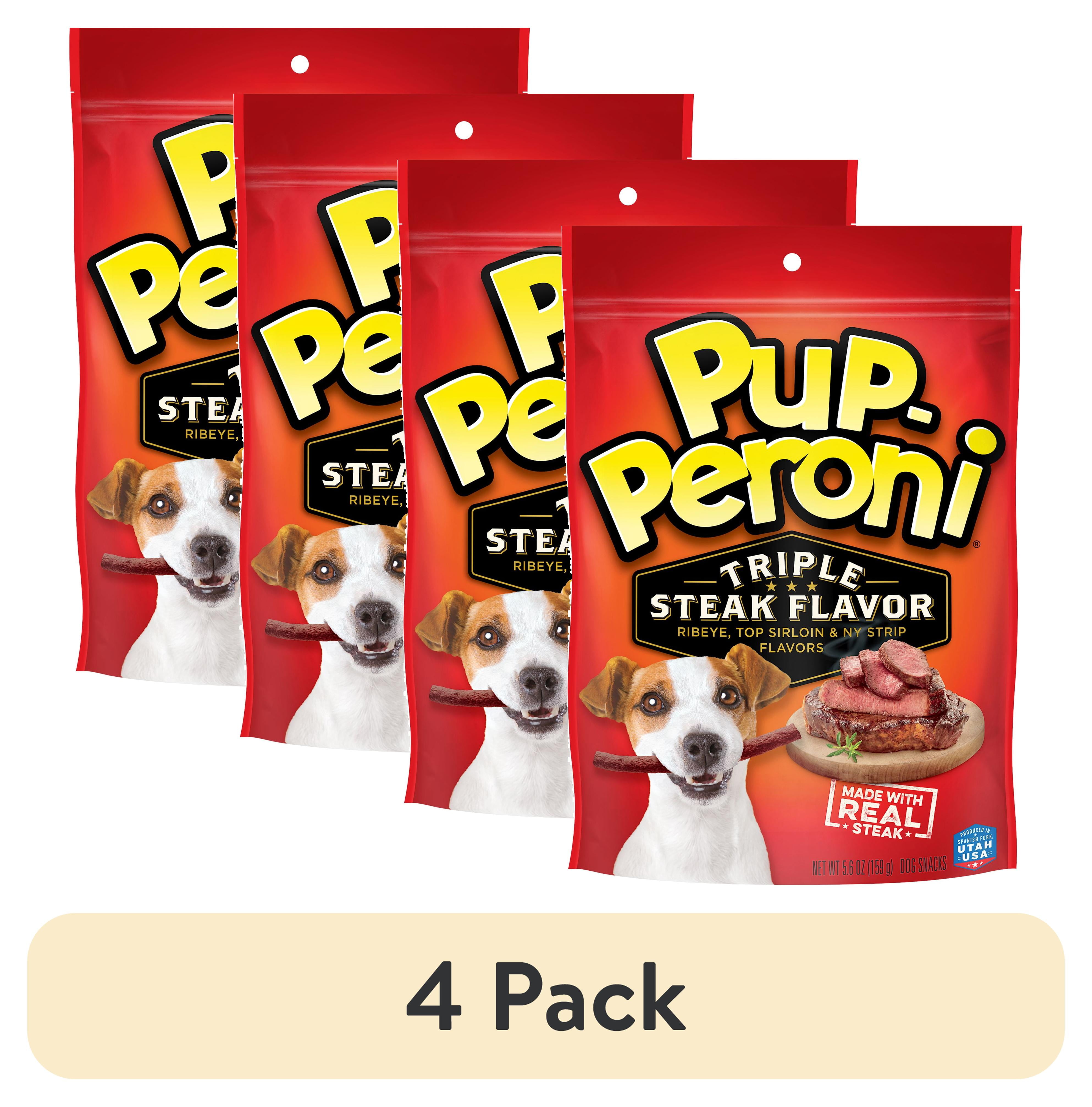 (4 pack) Pup Peroni Triple Steak Flavor Dog Treats, 5.6 oz Bag ...